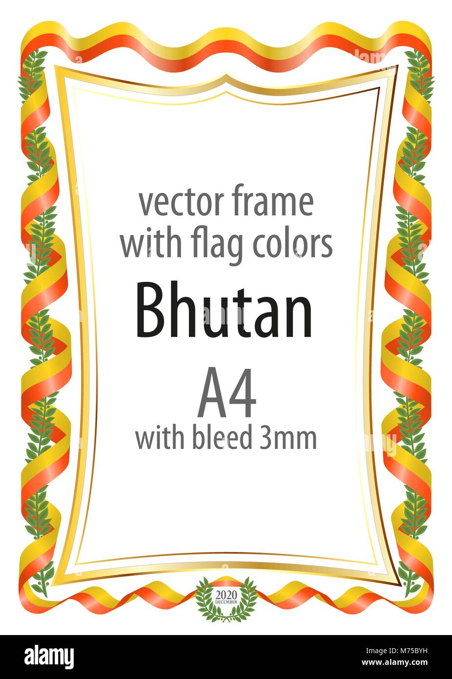 Frame and border of ribbon with the colors of the Bhutan flag Stock ...