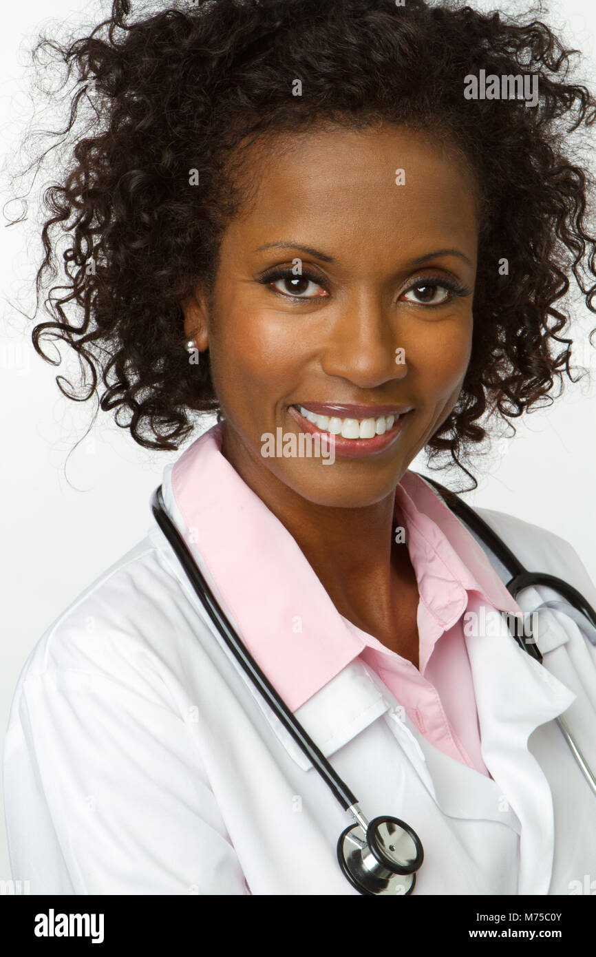 Friendly African American doctor smiling Stock Photo - Alamy