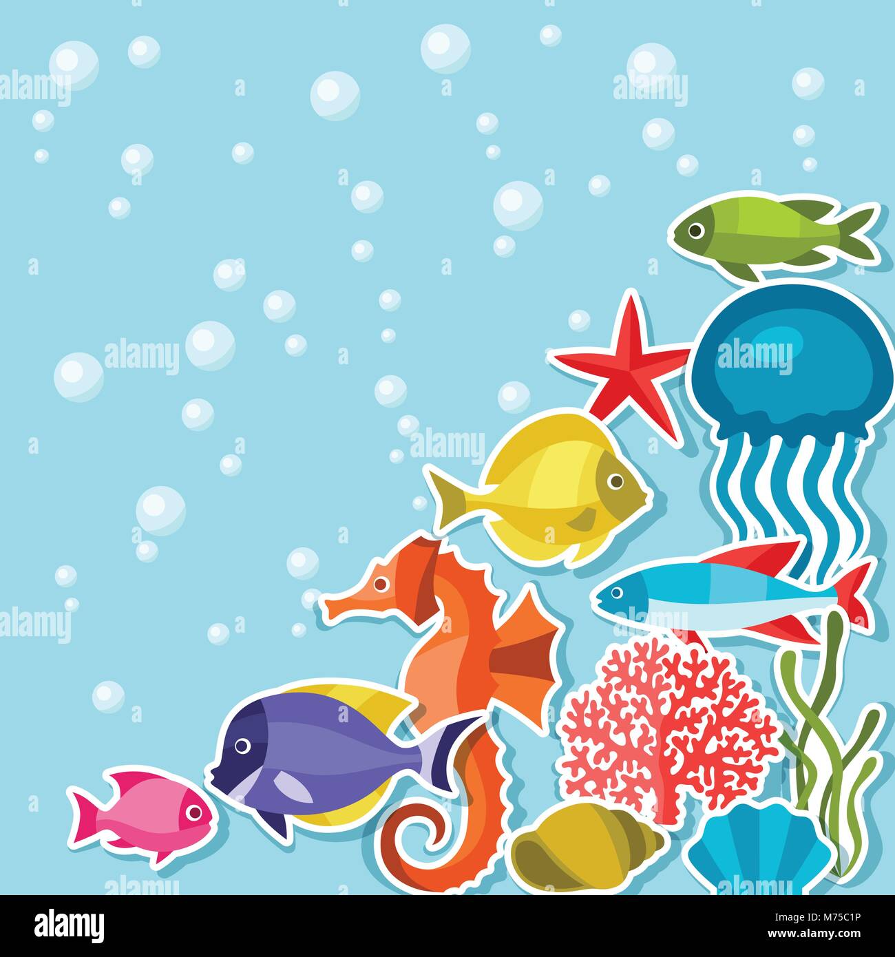 Underwater life cute animals Stock Vector Images - Alamy