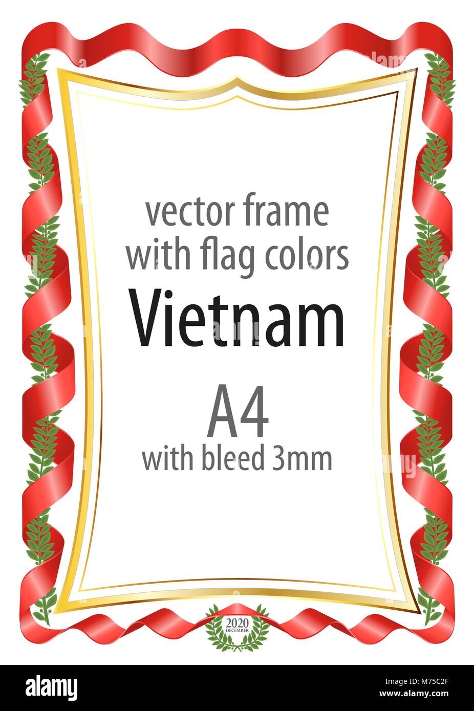 Frame and border of ribbon with the colors of the Vietnam flag Stock ...