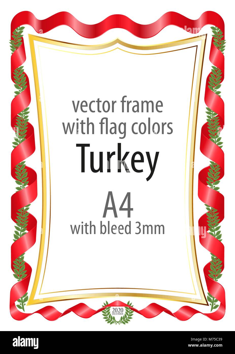 Frame and border of ribbon with the colors of the Turkey flag Stock ...