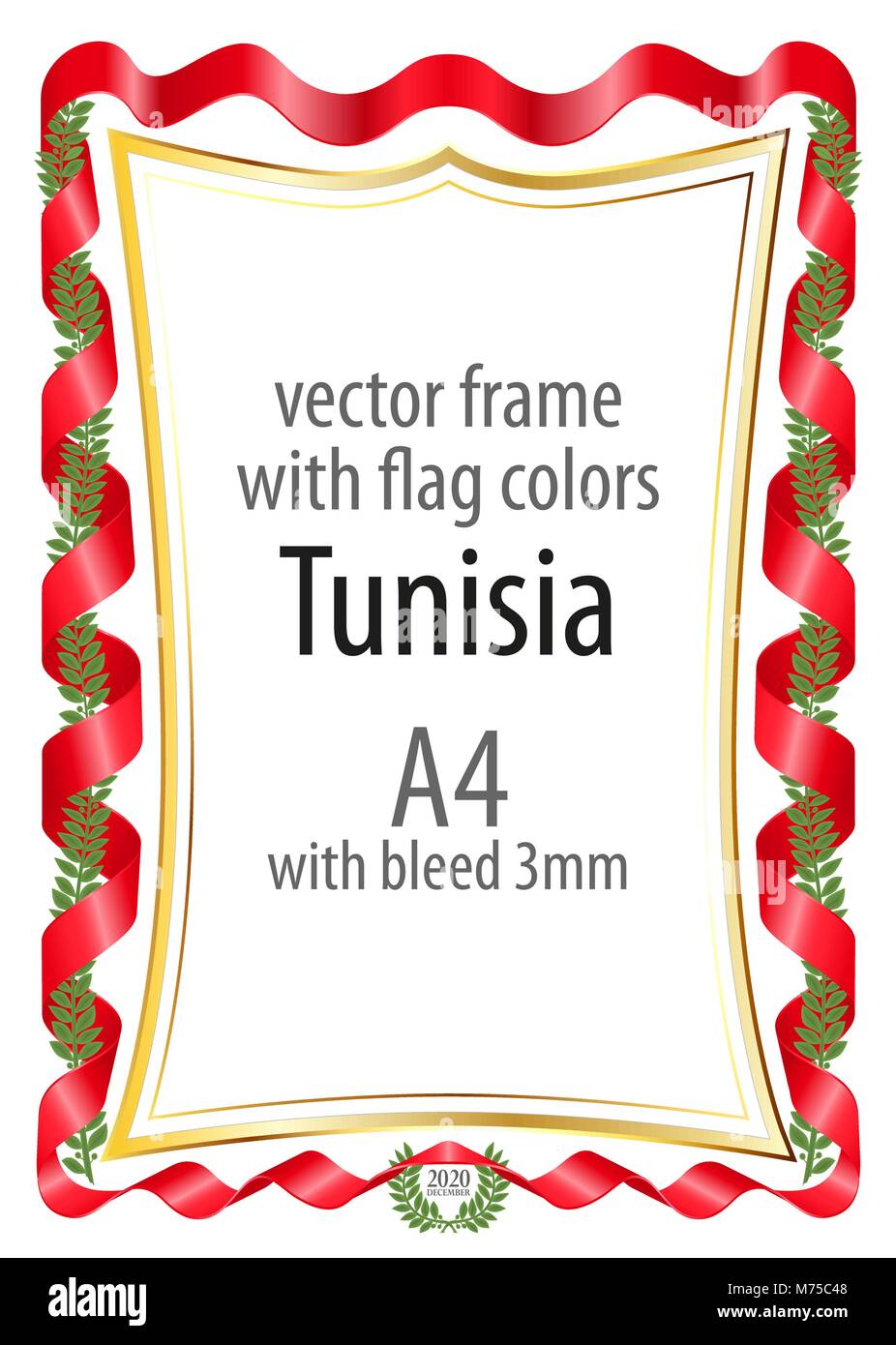 Frame and border of ribbon with the colors of the Tunisia flag Stock ...