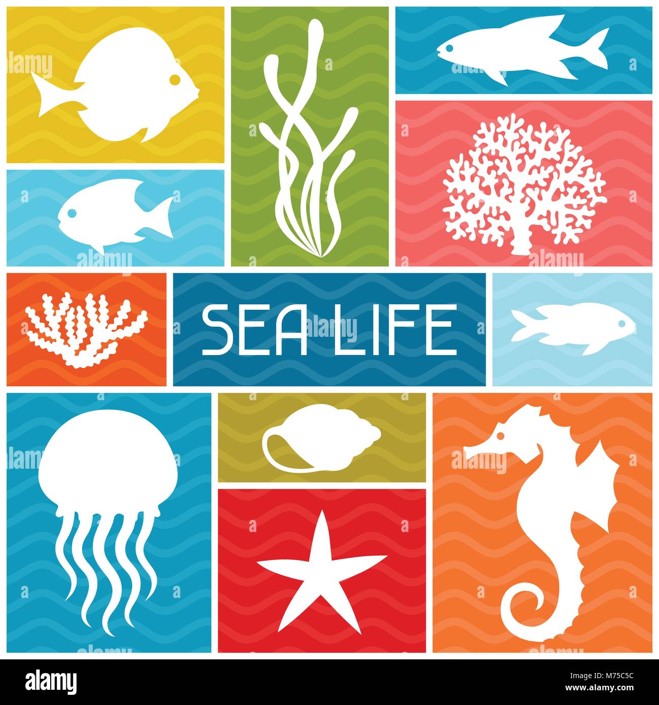 Marine life background design with sea animals Stock Vector Image & Art ...