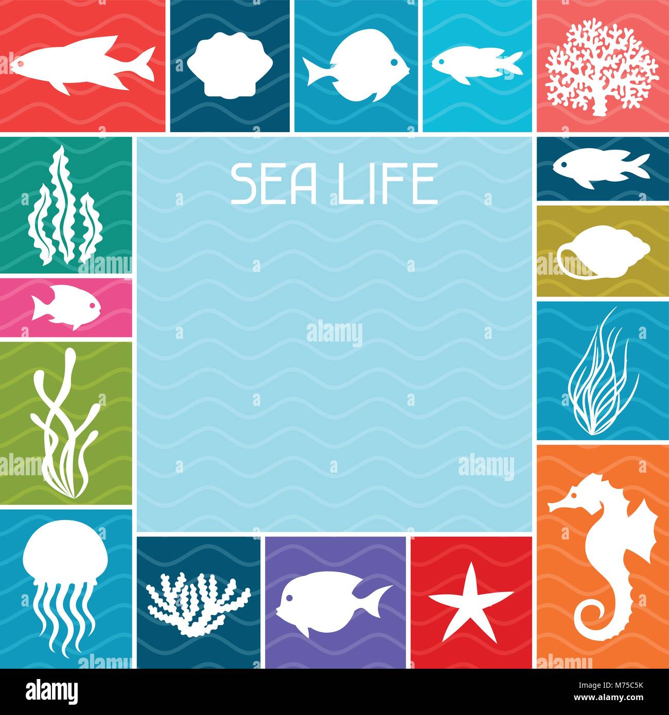 Marine life background design with sea animals Stock Vector Image & Art ...