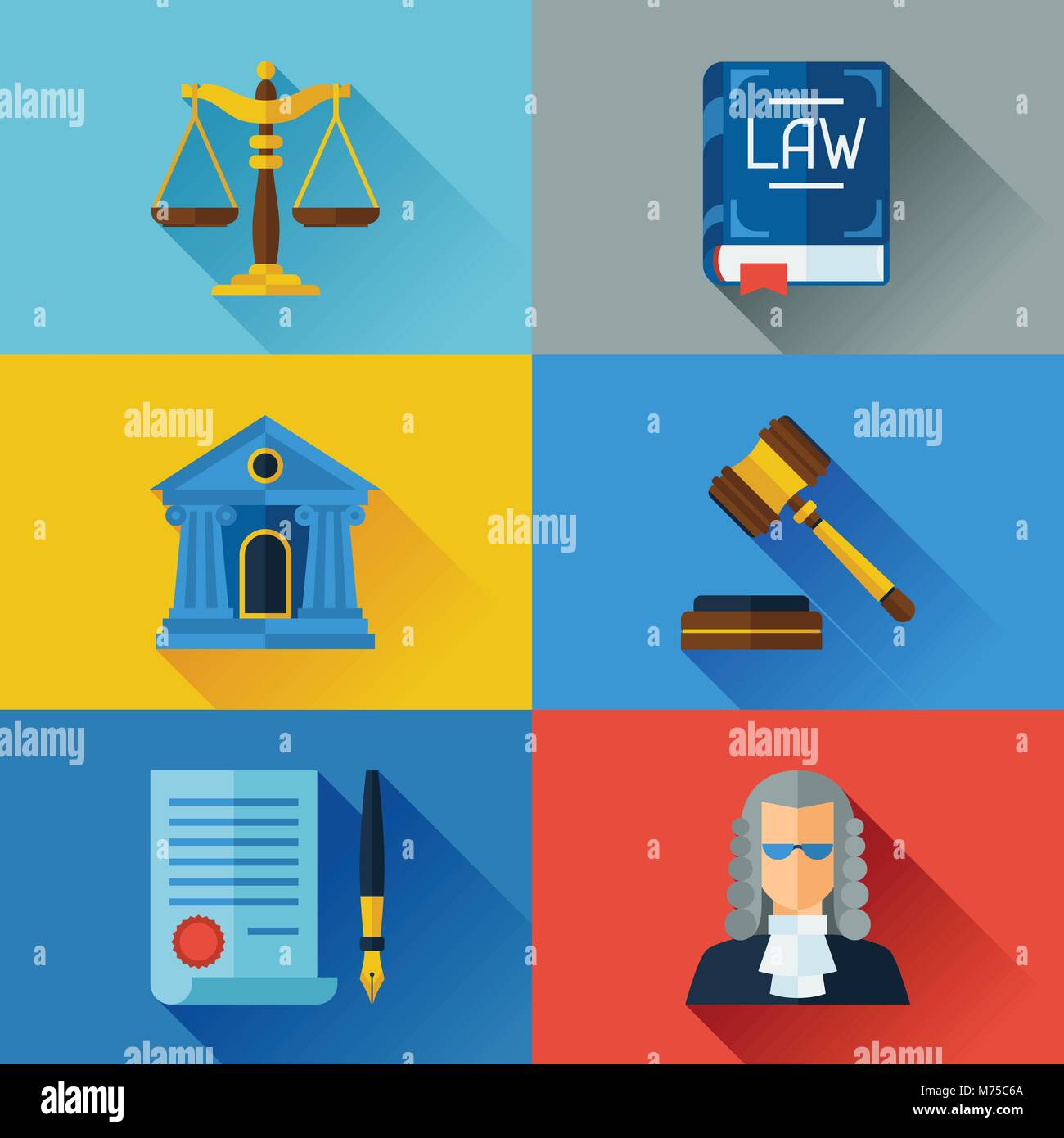 Law icons set in flat design style Stock Vector Image & Art - Alamy
