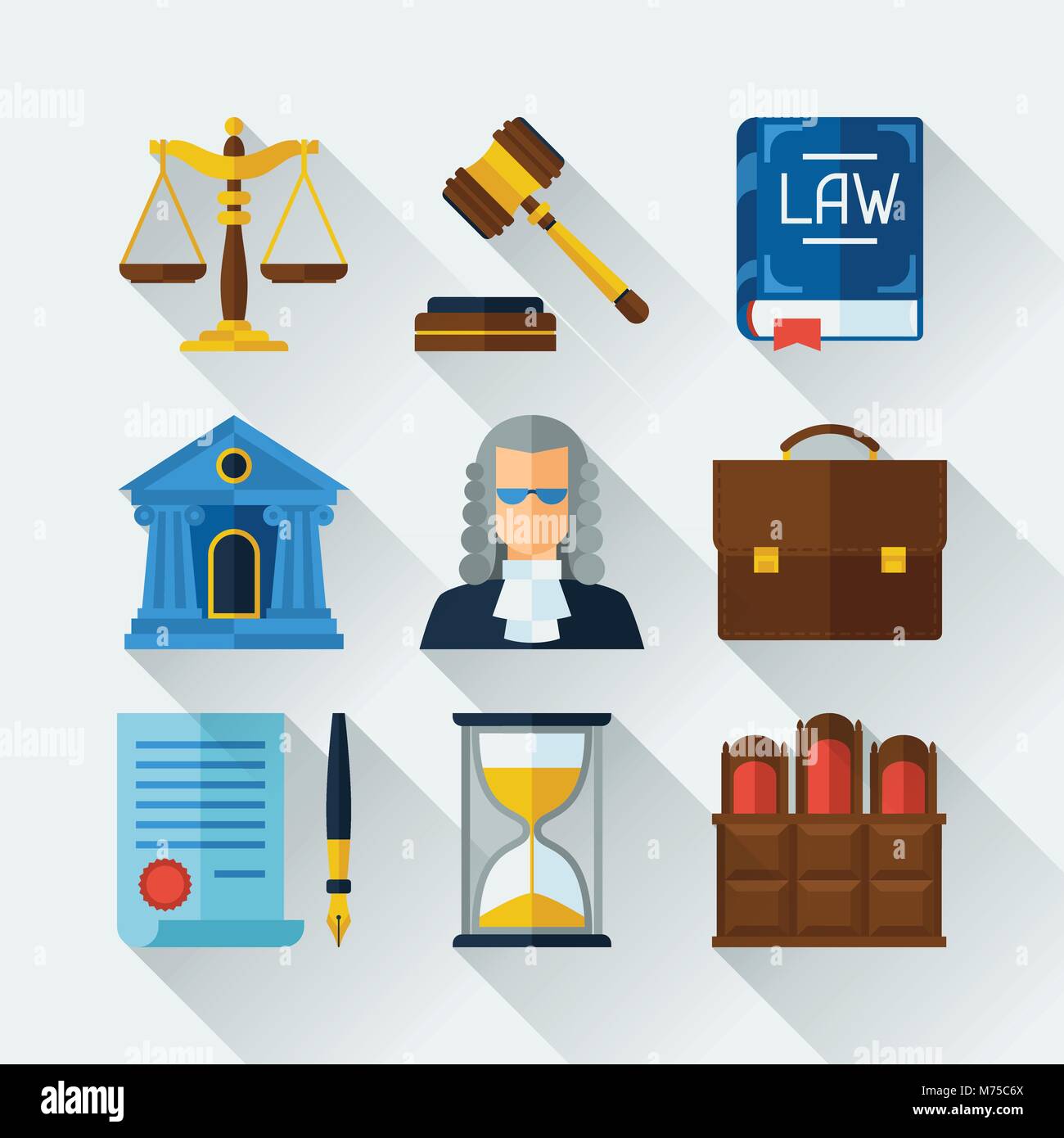Law icons set in flat design style Stock Vector Image & Art - Alamy
