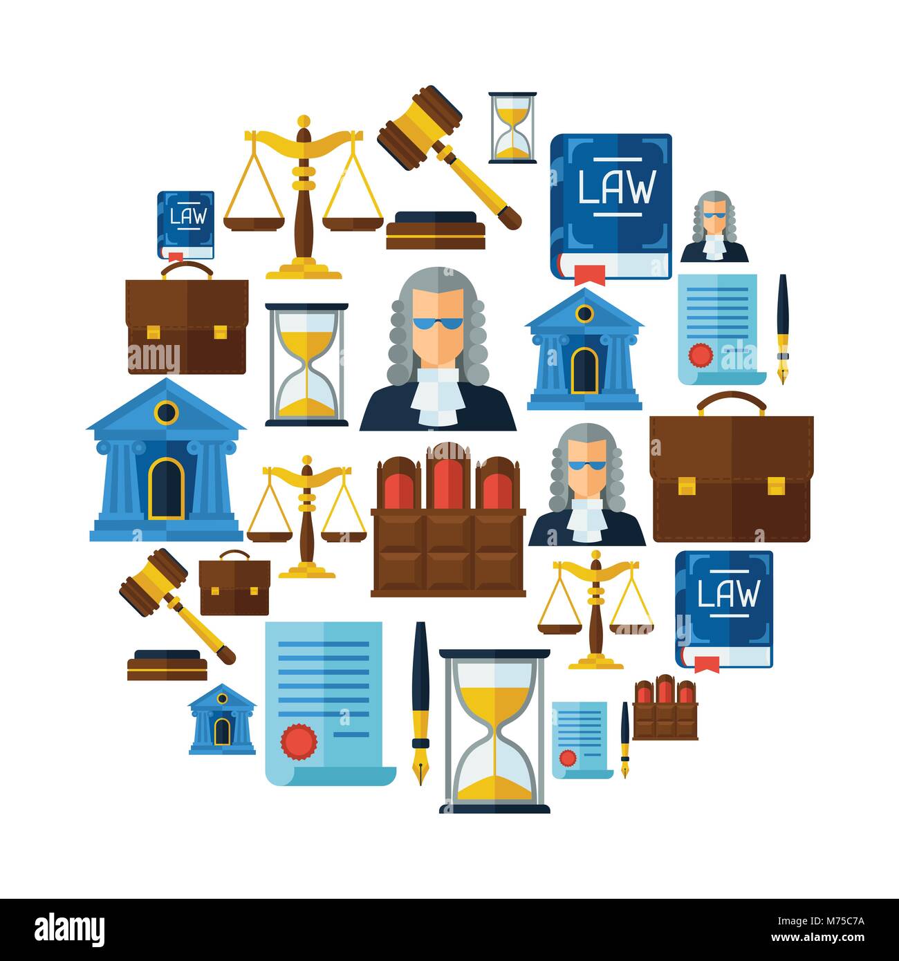 Law icons background in flat design style Stock Vector Image & Art - Alamy