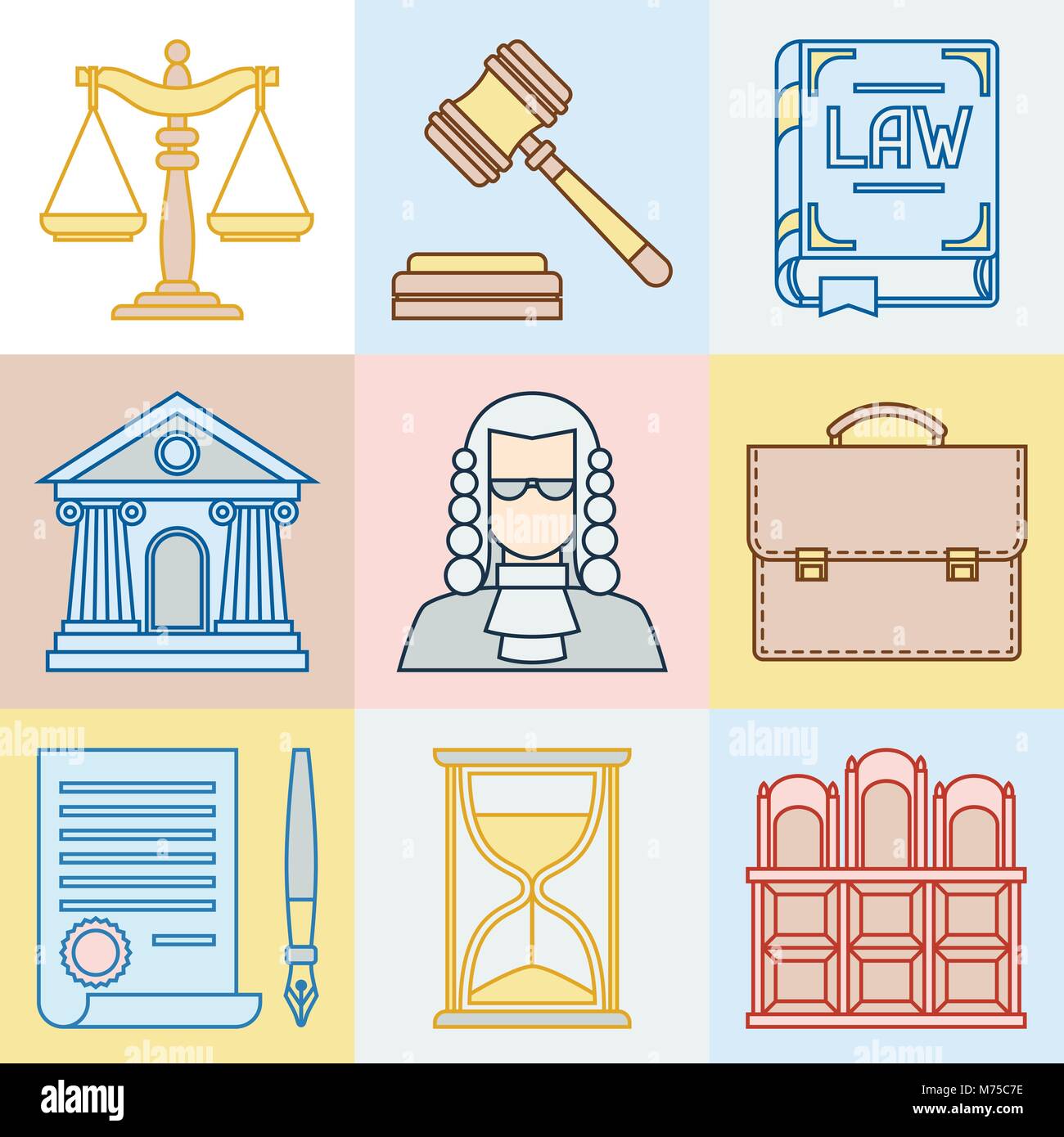 Law hammer line style Stock Vector Images - Alamy