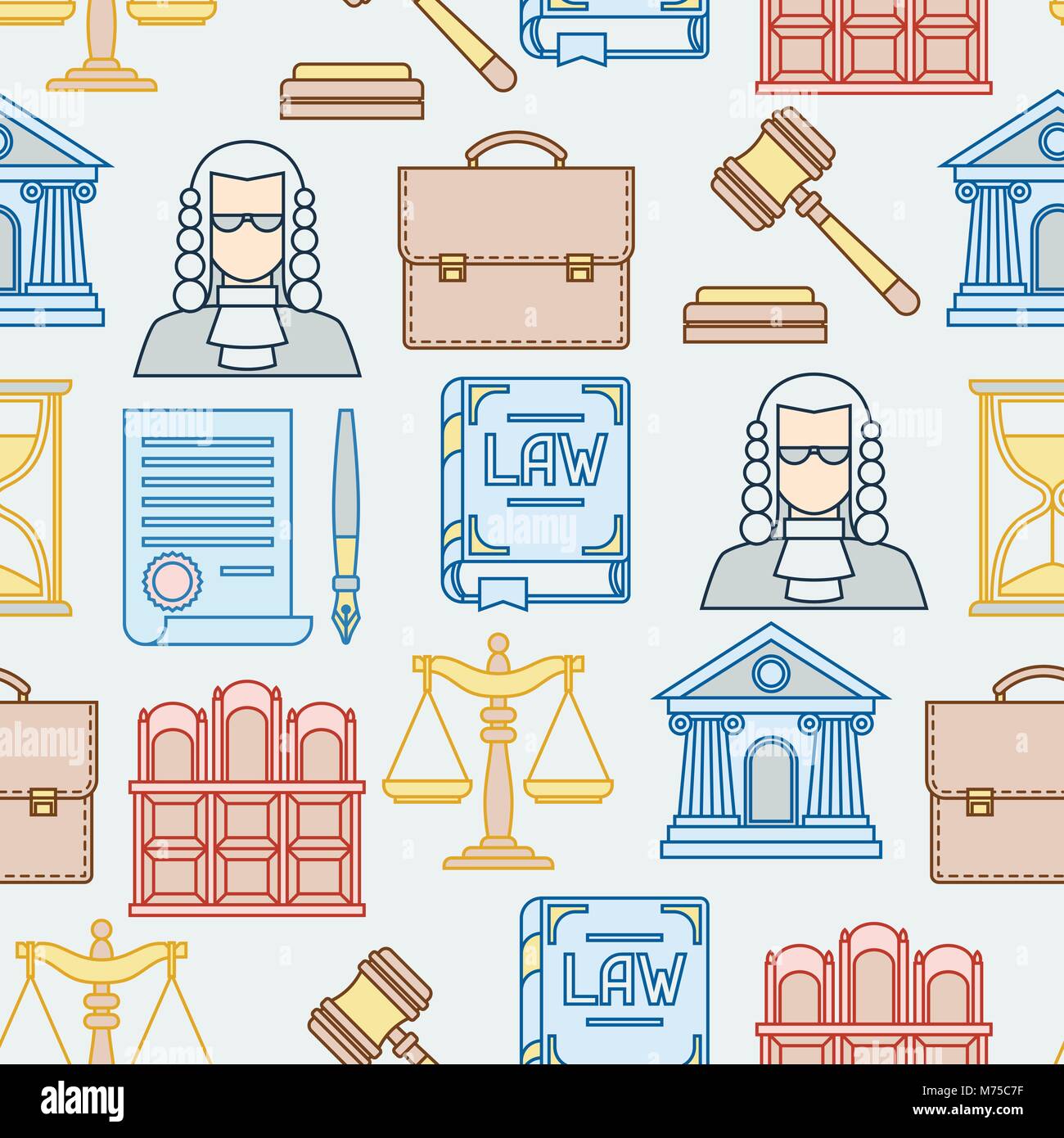 Law contour icons seamless pattern in flat design style Stock Vector ...
