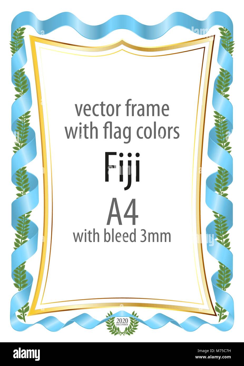Frame and border of ribbon with the colors of the Fiji flag Stock ...