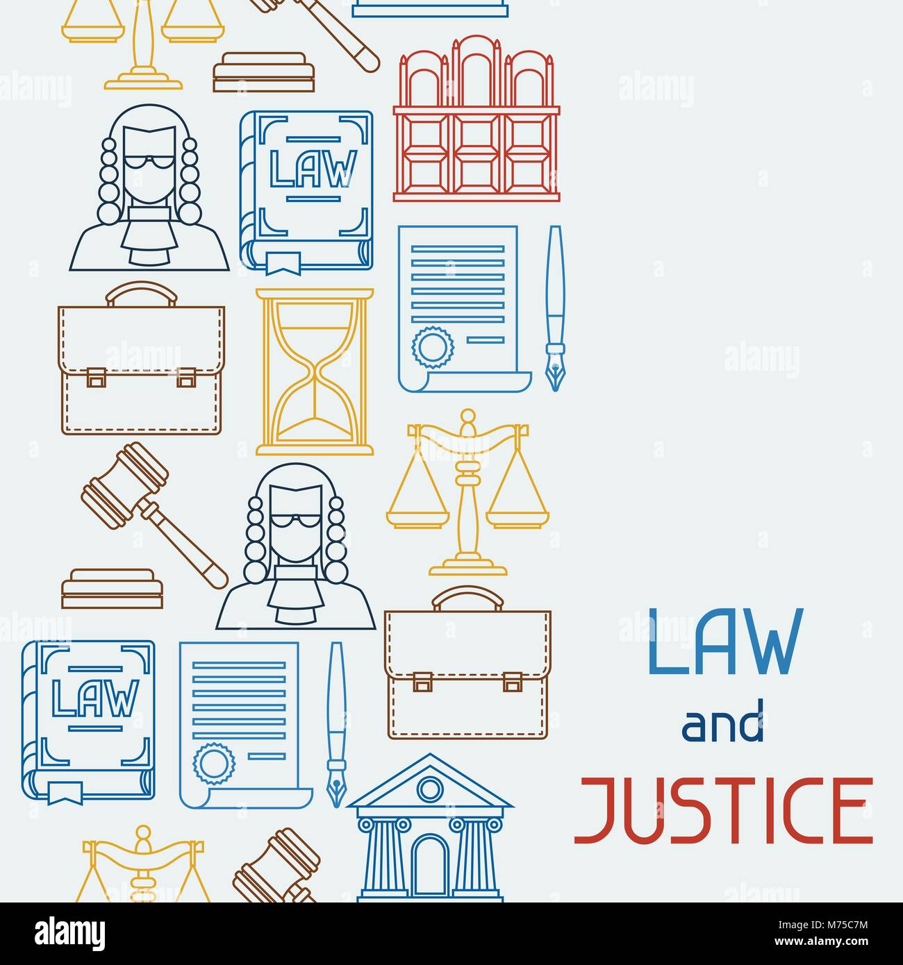 Law and justice icons seamless pattern in flat design style Stock ...