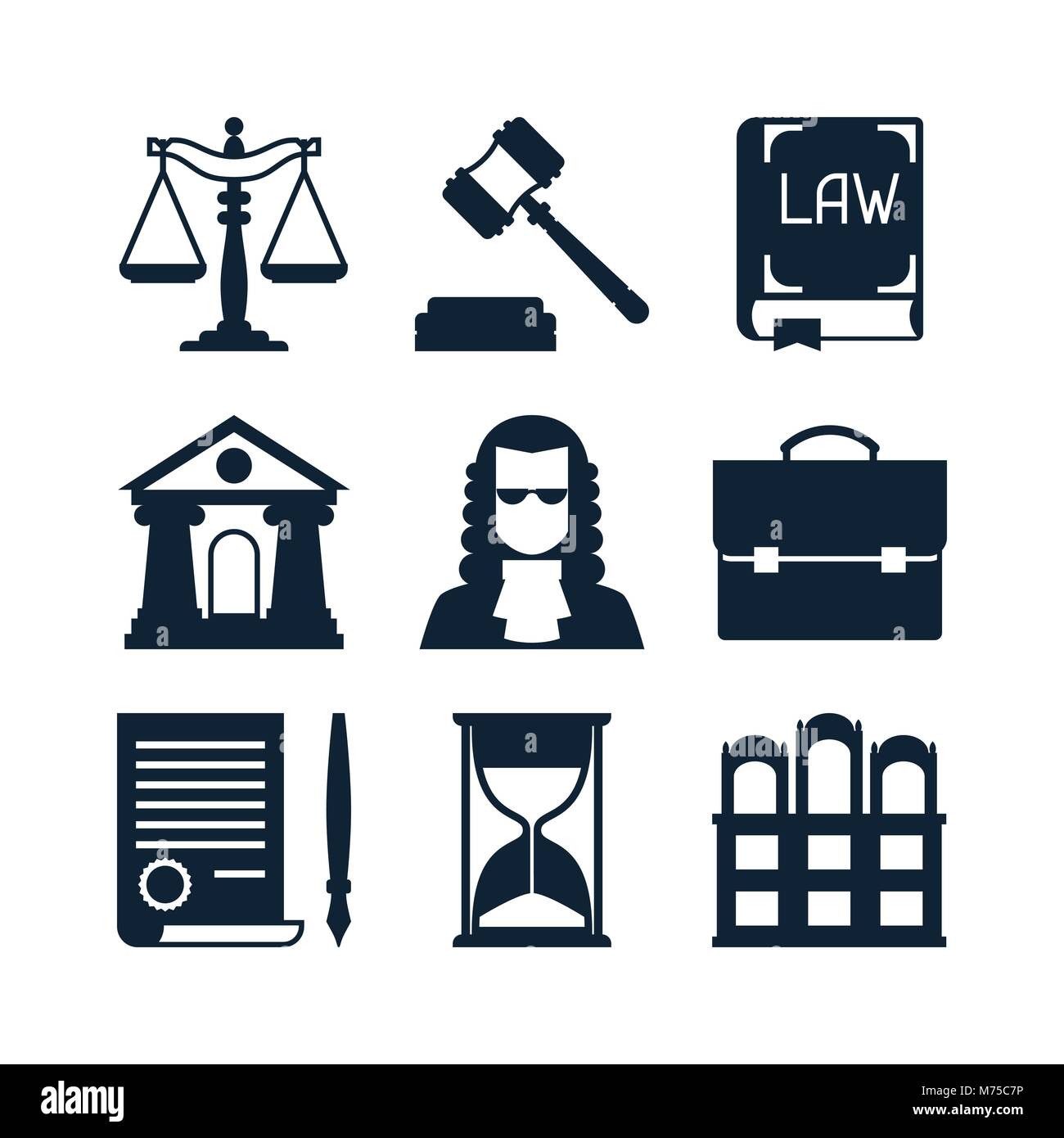 Law icons set in flat design style Stock Vector Image & Art - Alamy