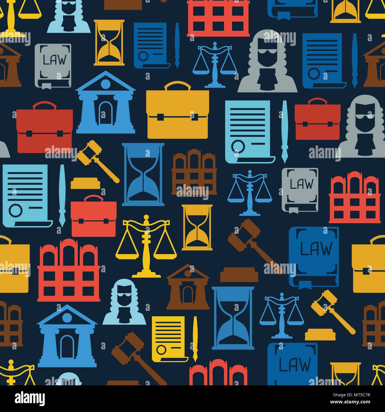 Law icons seamless pattern in flat design style Stock Vector Image ...
