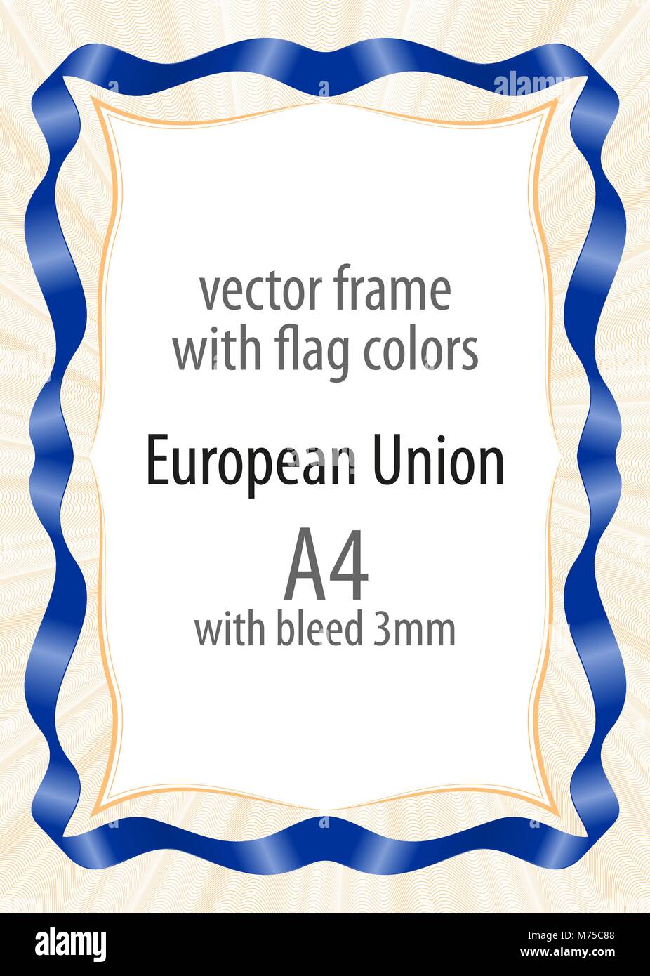 Frame and border of ribbon with the colors of the European Union flag ...