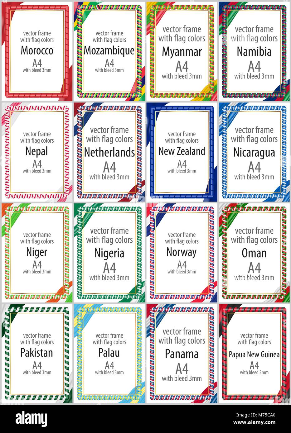 Set of vector frames and borders with ribbons of the color of the flag ...