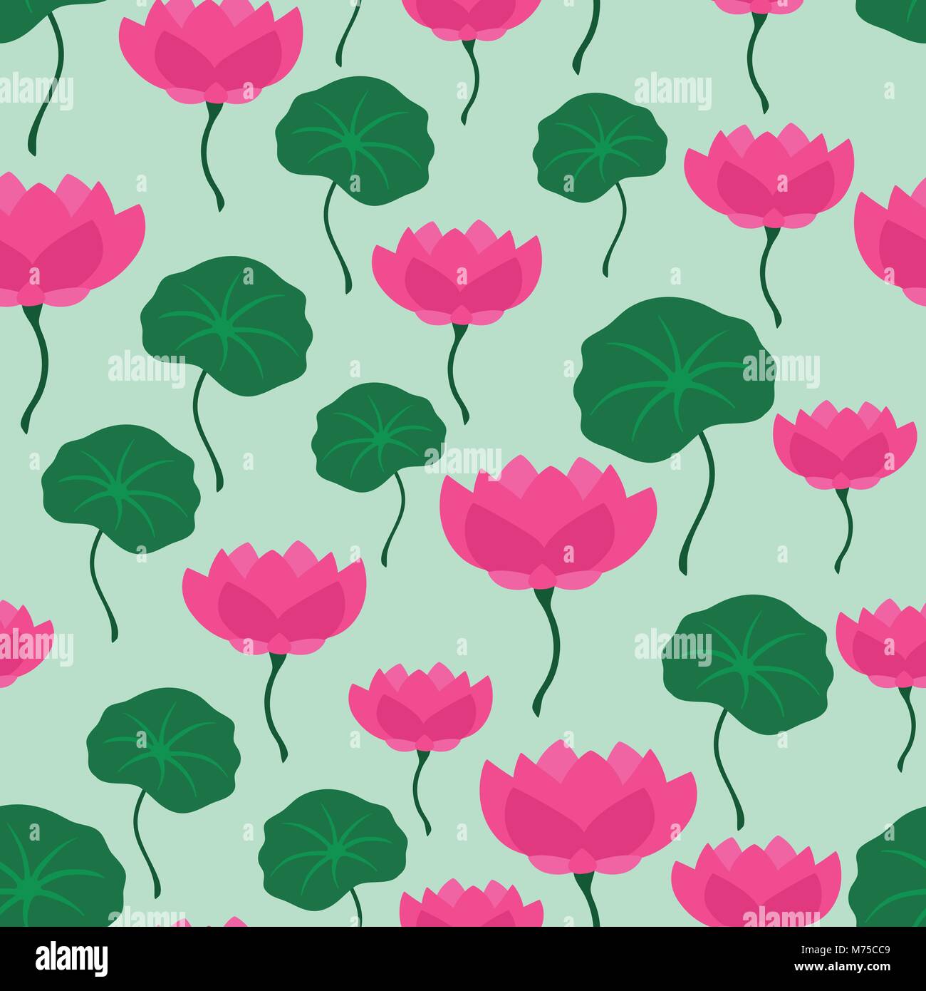 Seamless tropical pattern with stylized lotus flowers Stock Vector ...