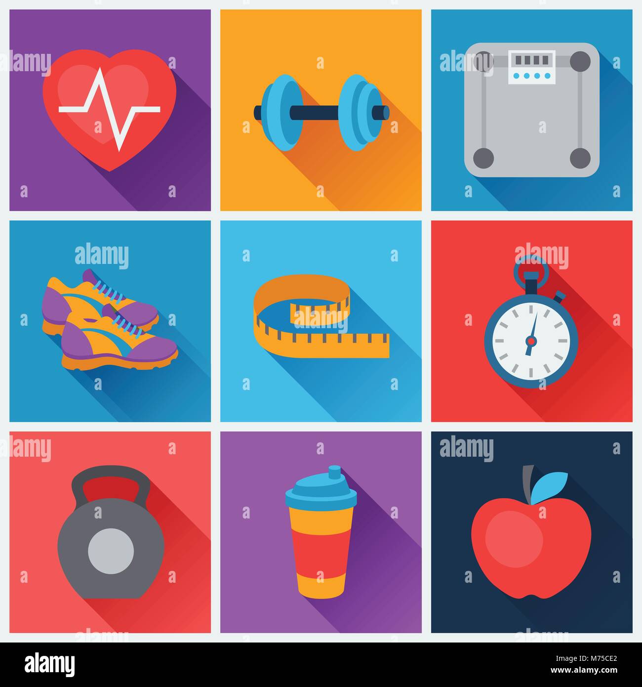 Cardio heart fitness icons Stock Vector Images - Alamy