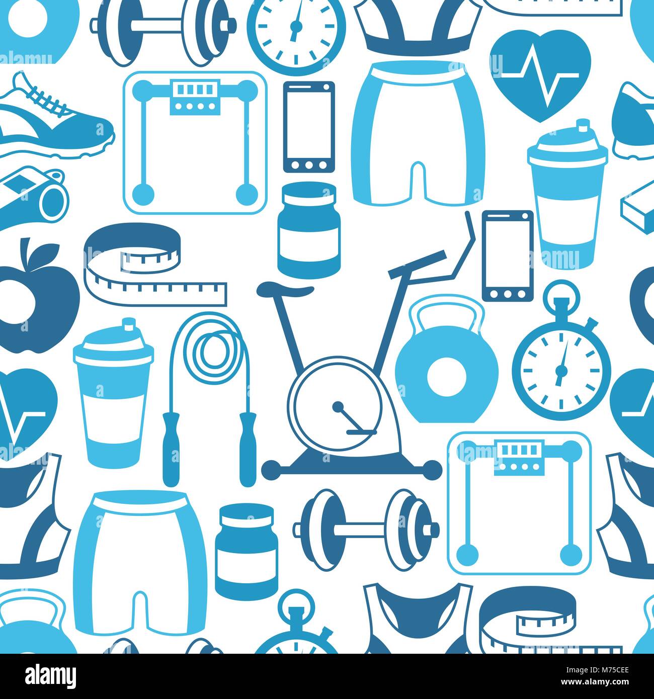 Flat seamless fitness equipment hi-res stock photography and images - Alamy