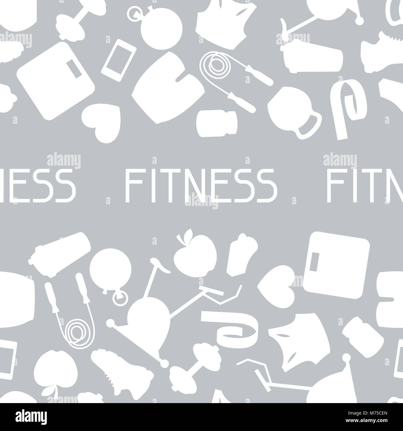Sports seamless pattern with fitness icons in flat style Stock Vector ...
