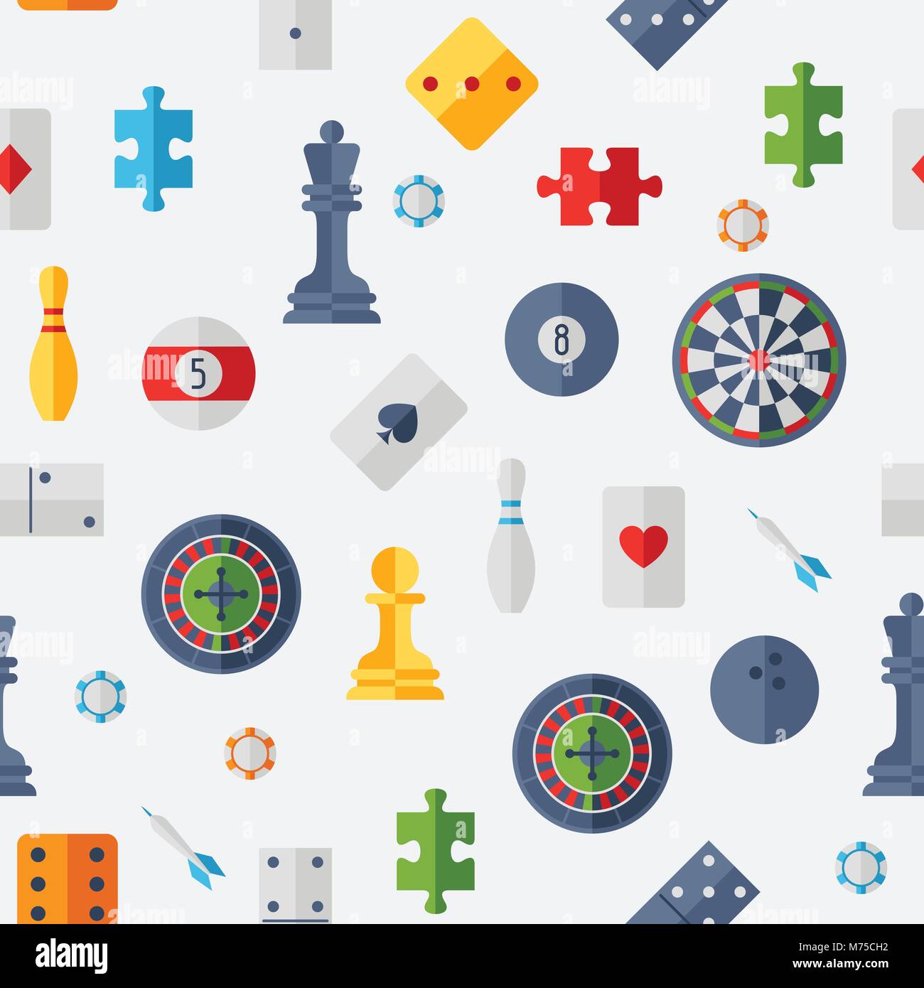 Seamless pattern with game icons in flat design style Stock Vector ...