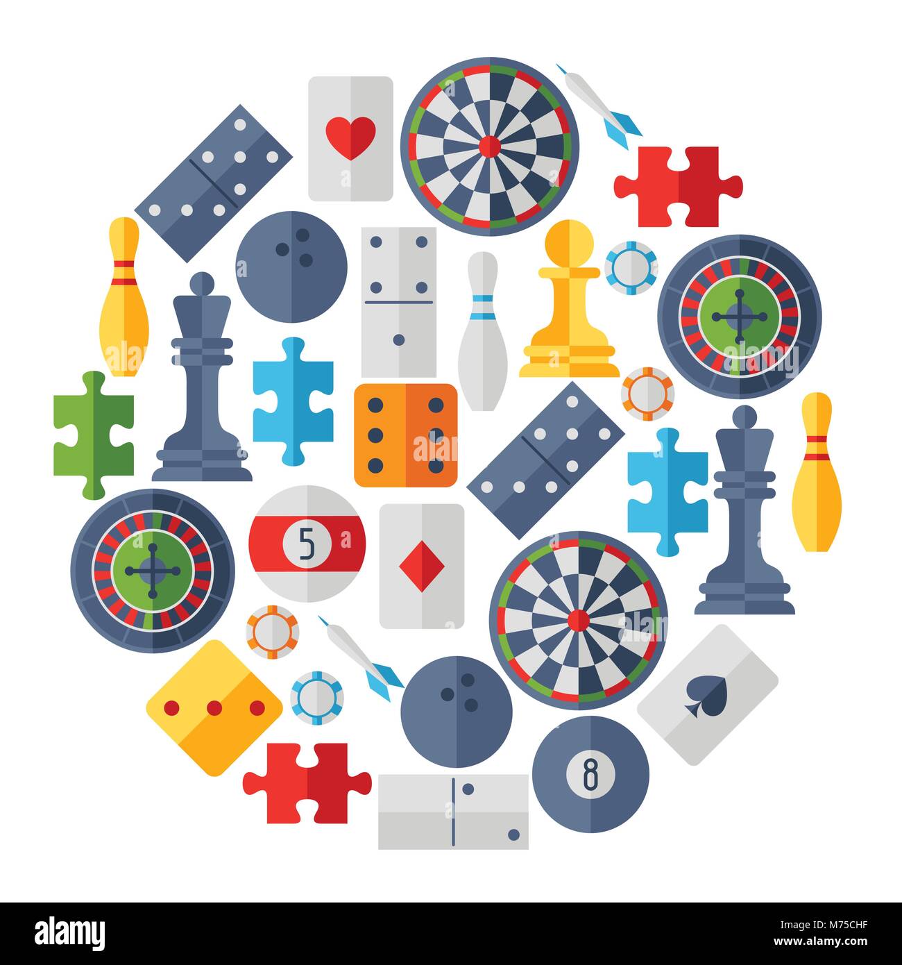 Background with game icons in flat design style Stock Vector Image ...