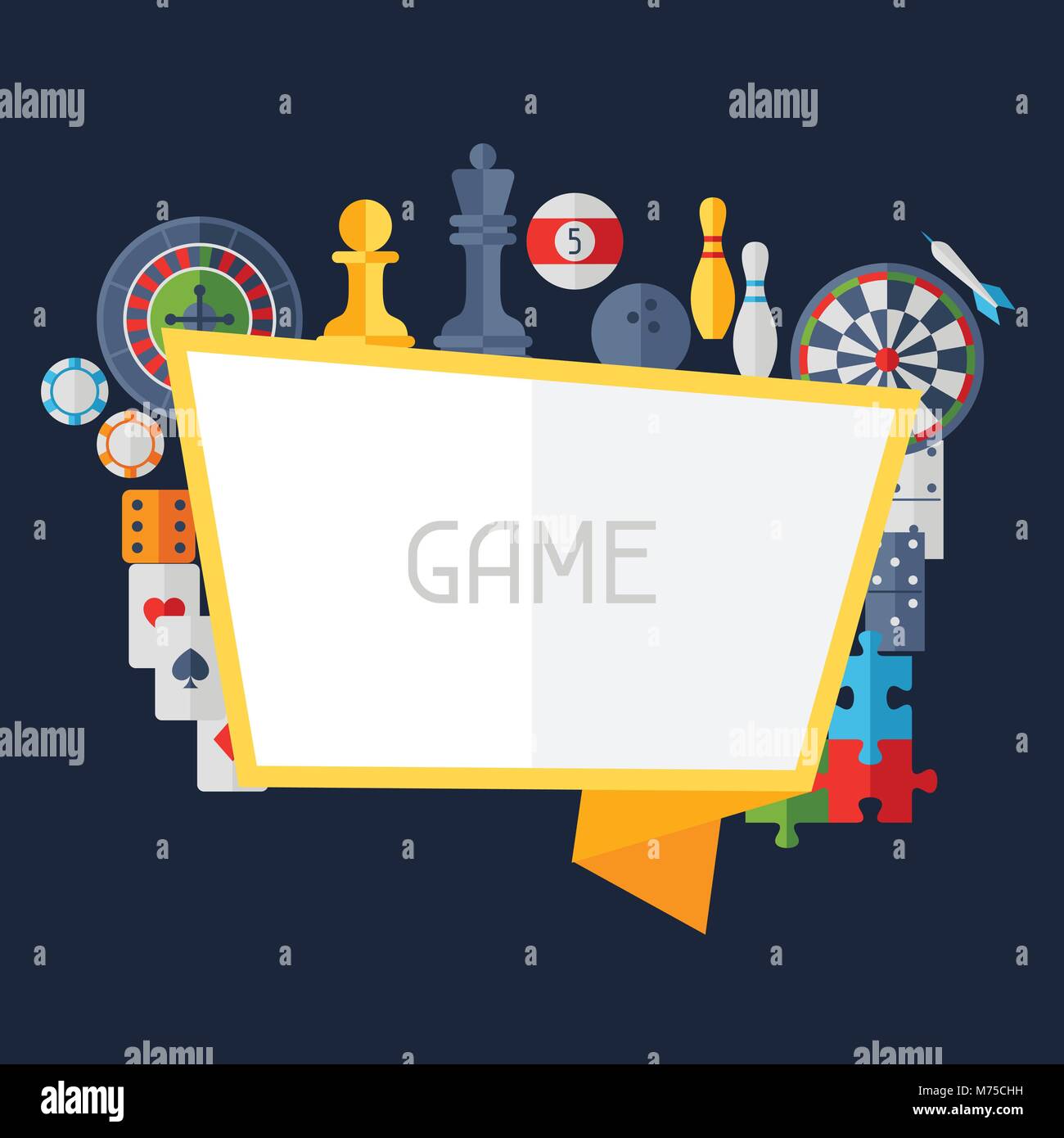 Background with game icons in flat design style Stock Vector Image ...