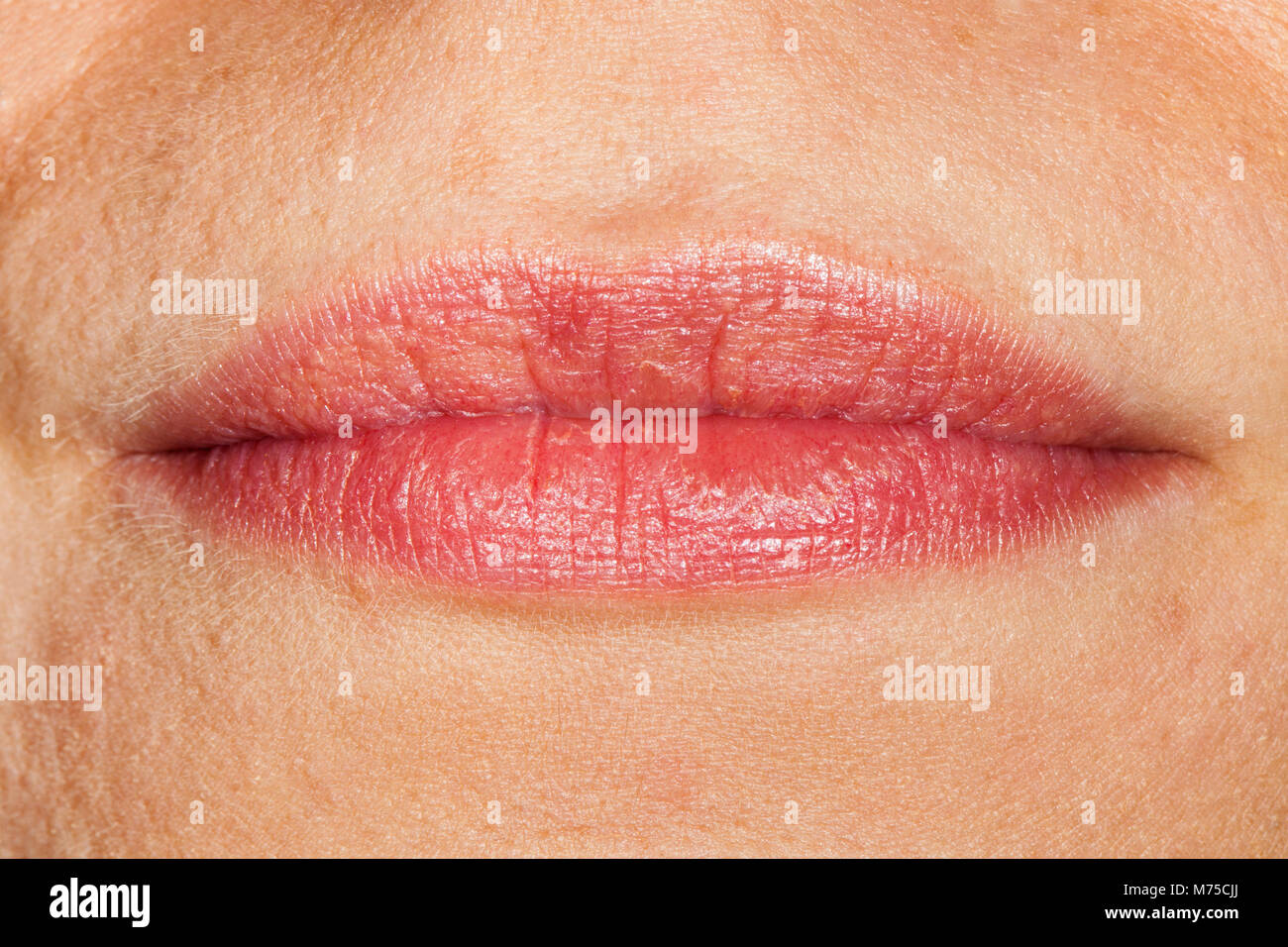 Close up picture of woman's lips, natural look no make-up, facial ...