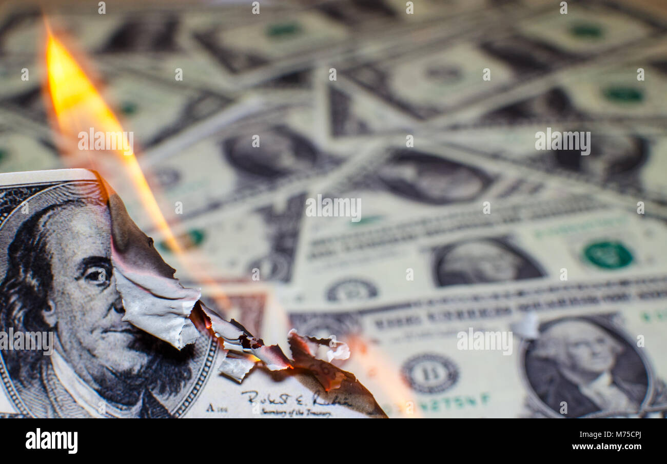 Burning One Hundred Dollar Bill High Resolution Stock Photography and ...