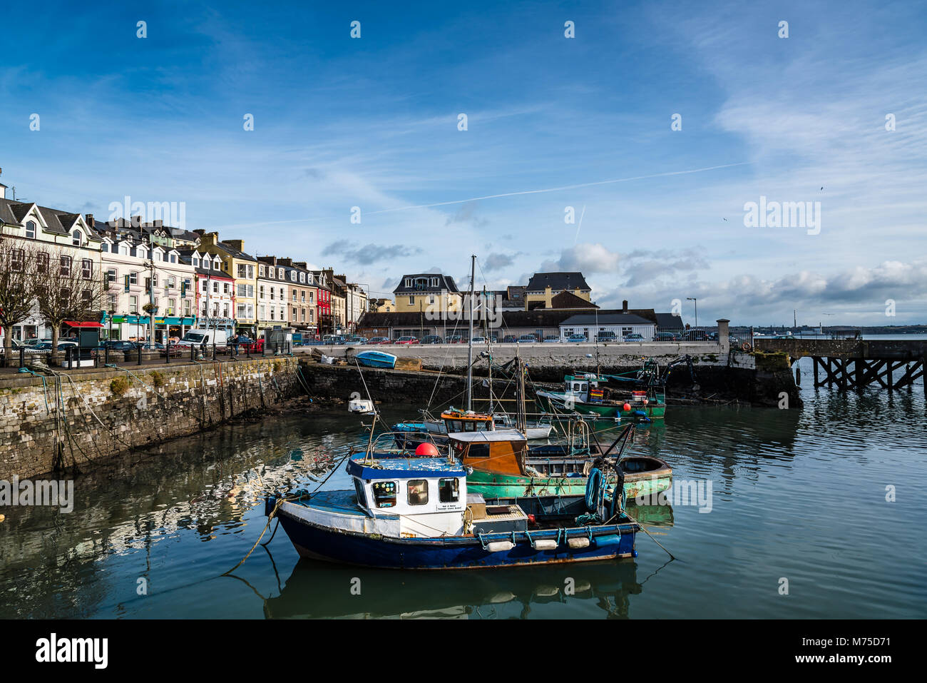 Cobh, Ireland - November 9, 2017: Waterfront and harbour with fishing ...