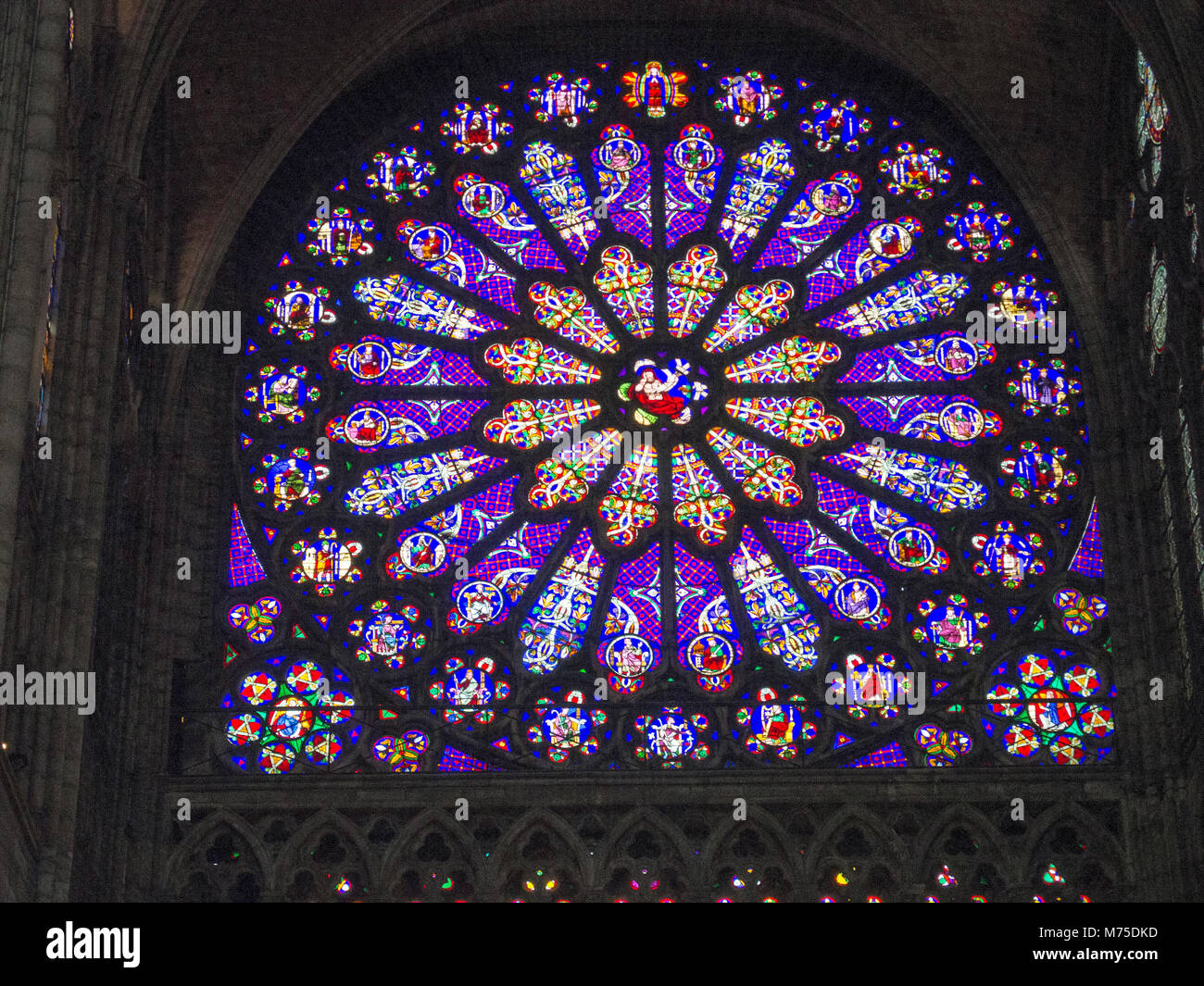 Stained glass of Basilica of Saint-Denis. Necropolis of the kings of ...