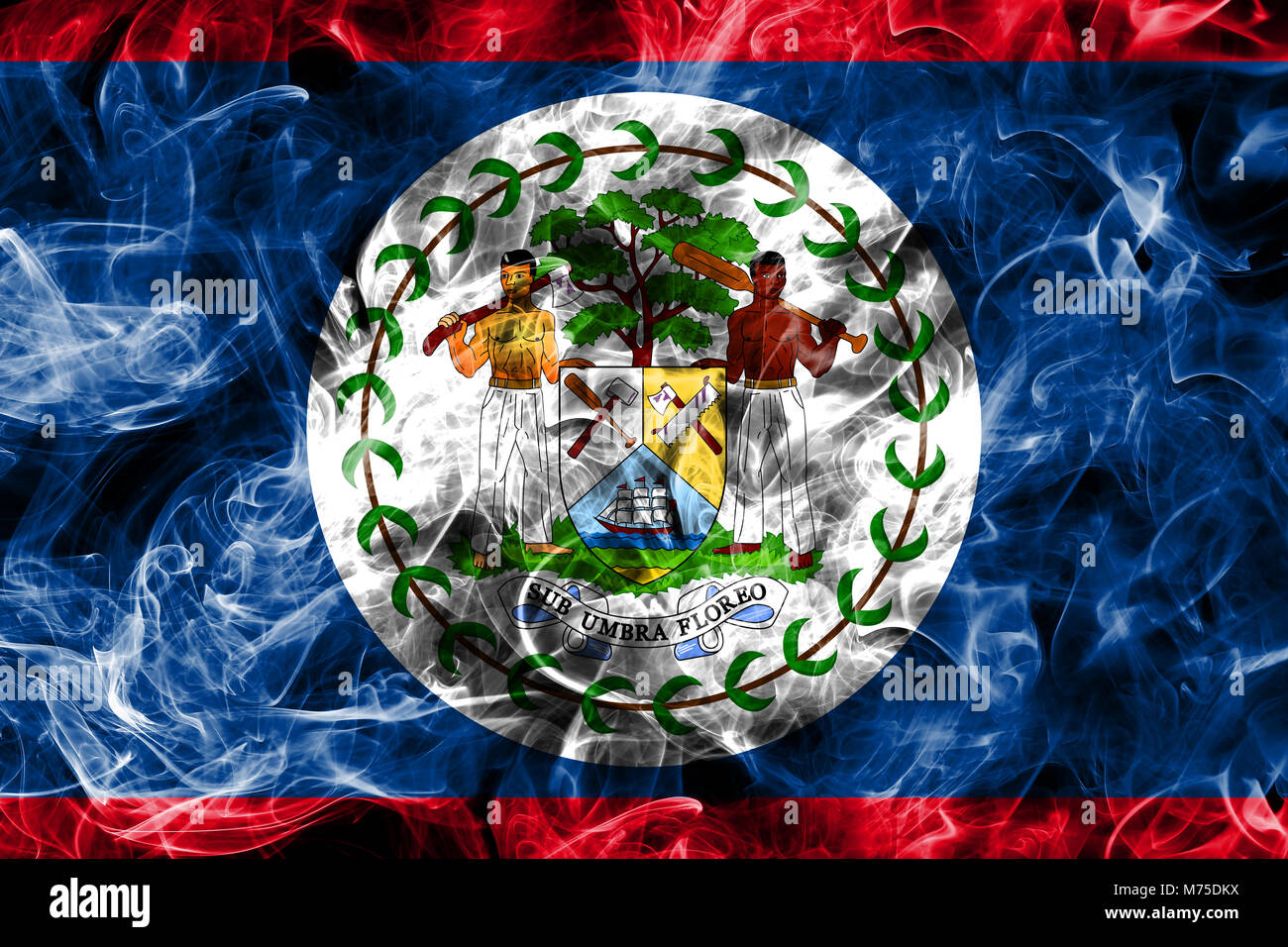 Belize smoke flag Stock Photo - Alamy