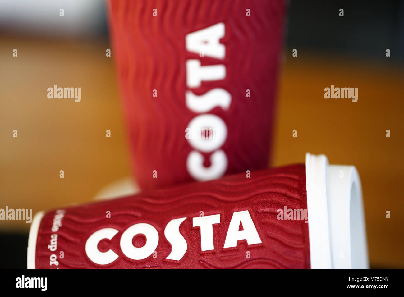 Costa Coffee plastic takeaway cups Stock Photo - Alamy