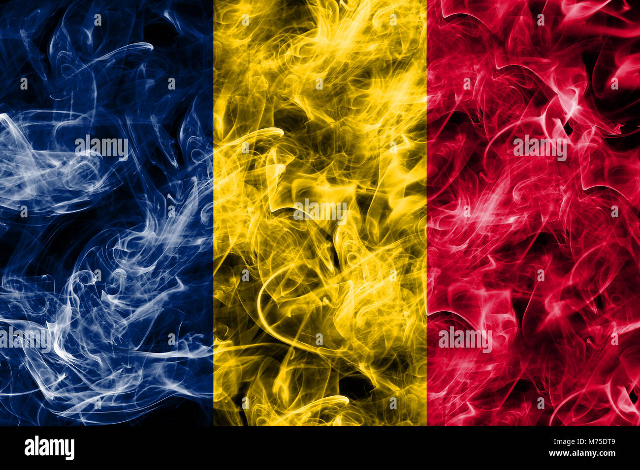 Chad smoke flag Stock Photo - Alamy