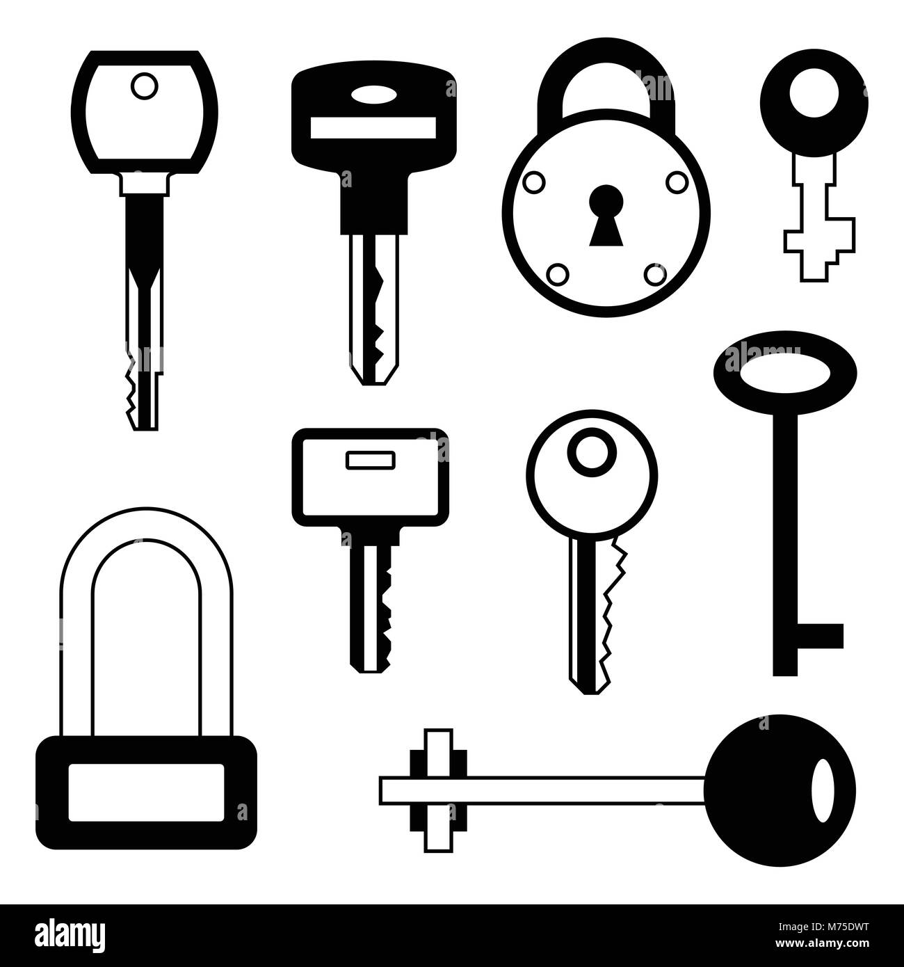Locks and keys icons set in flat style Stock Vector Image & Art - Alamy