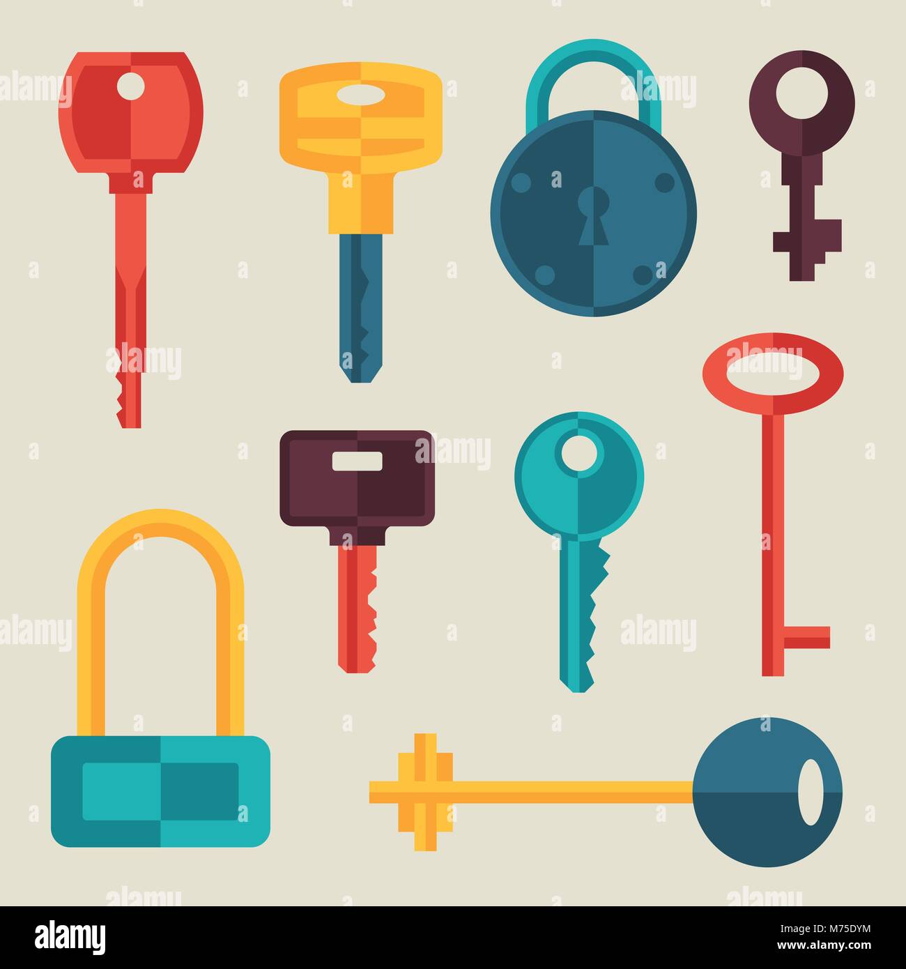 Locks and keys icons set in flat style Stock Vector Image & Art - Alamy