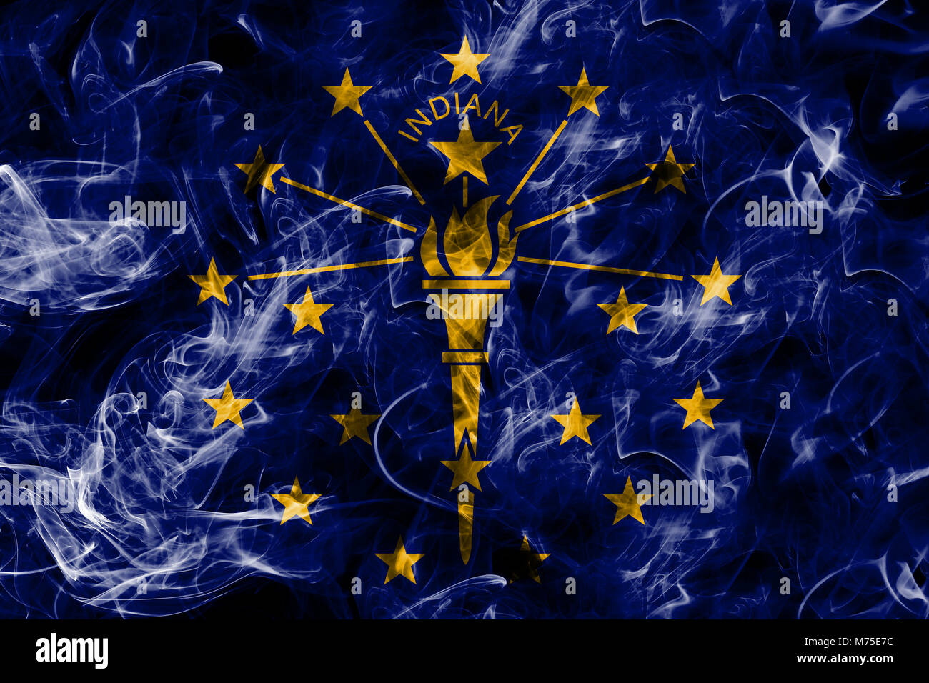 Indiana state smoke flag, United States Of America Stock Photo - Alamy