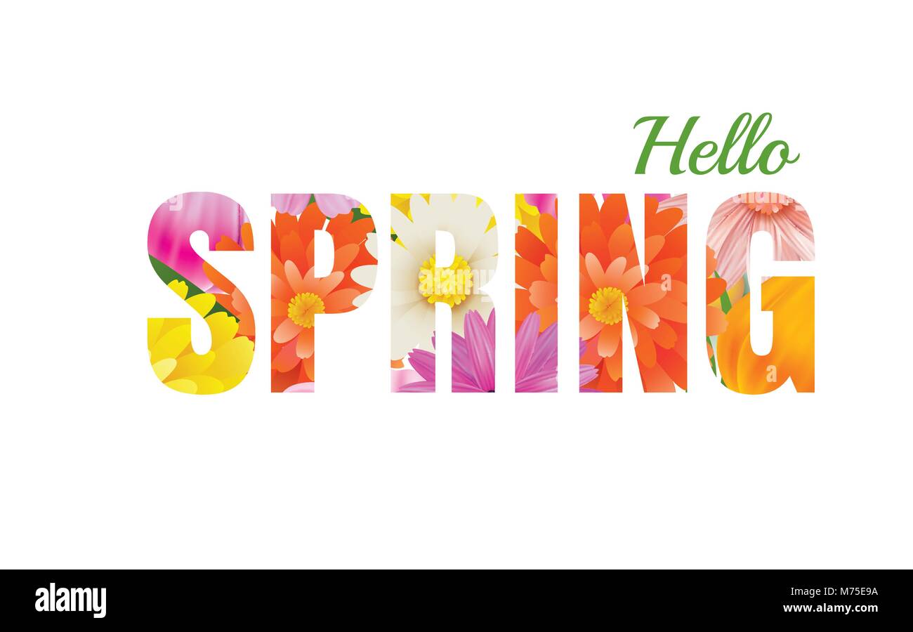 Text hello spring flower Stock Vector Images - Alamy