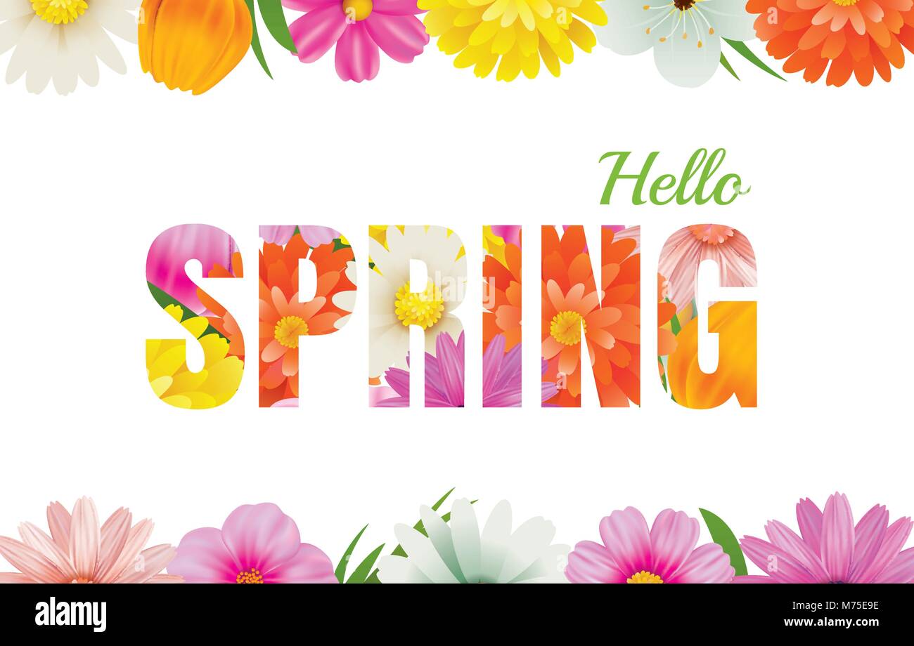 Hello spring flowers design in text background Stock Vector Image & Art ...