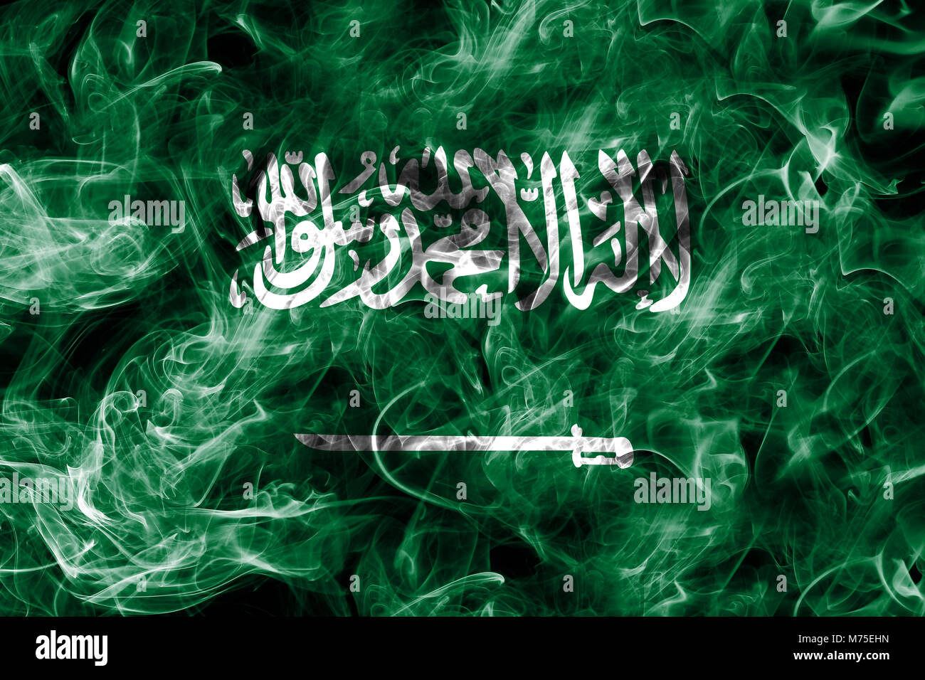Saudi Arabia smoke flag Stock Photo - Alamy