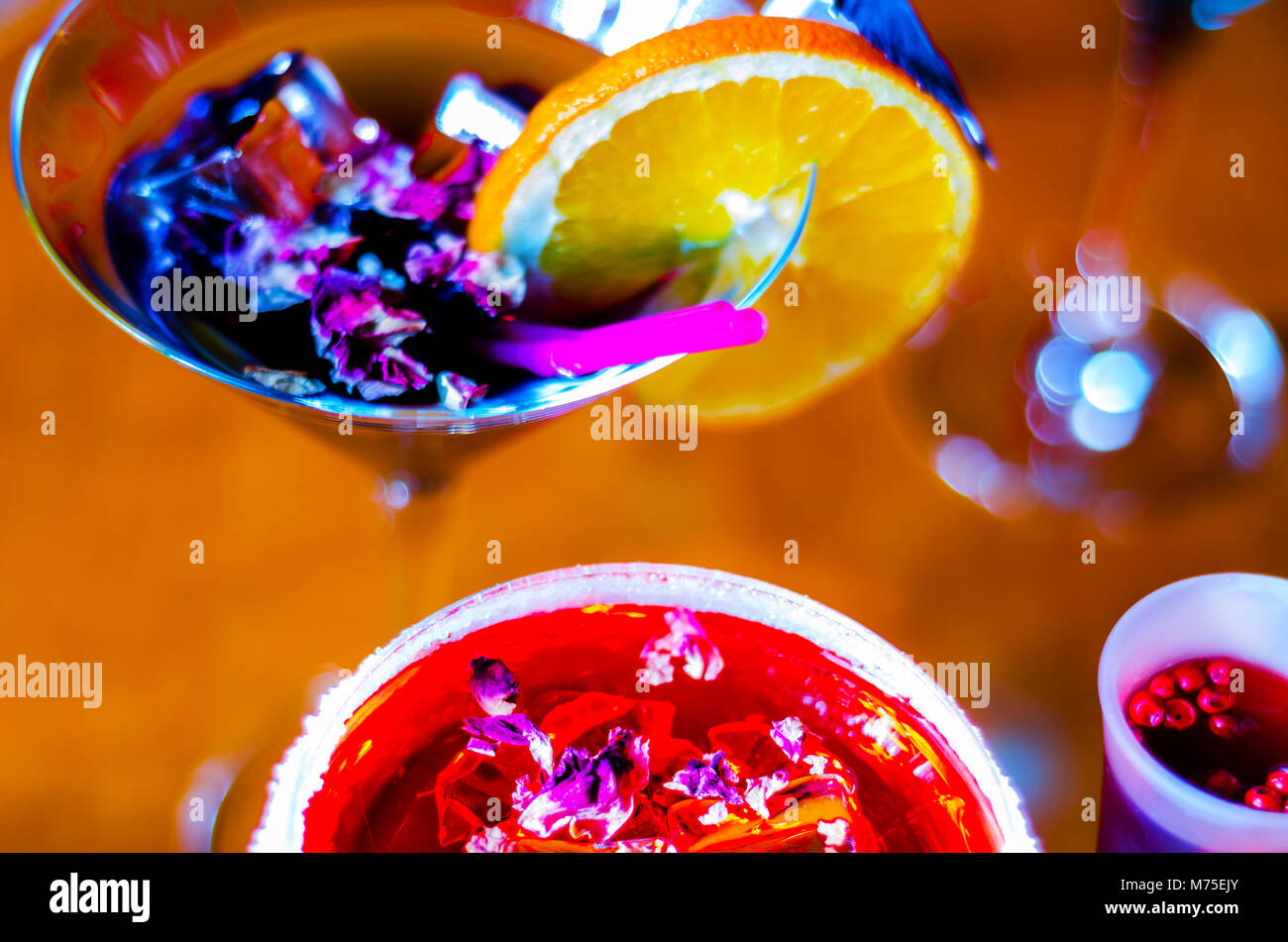 Tasty and colorful drinks based on various alcohols, syrups and ...