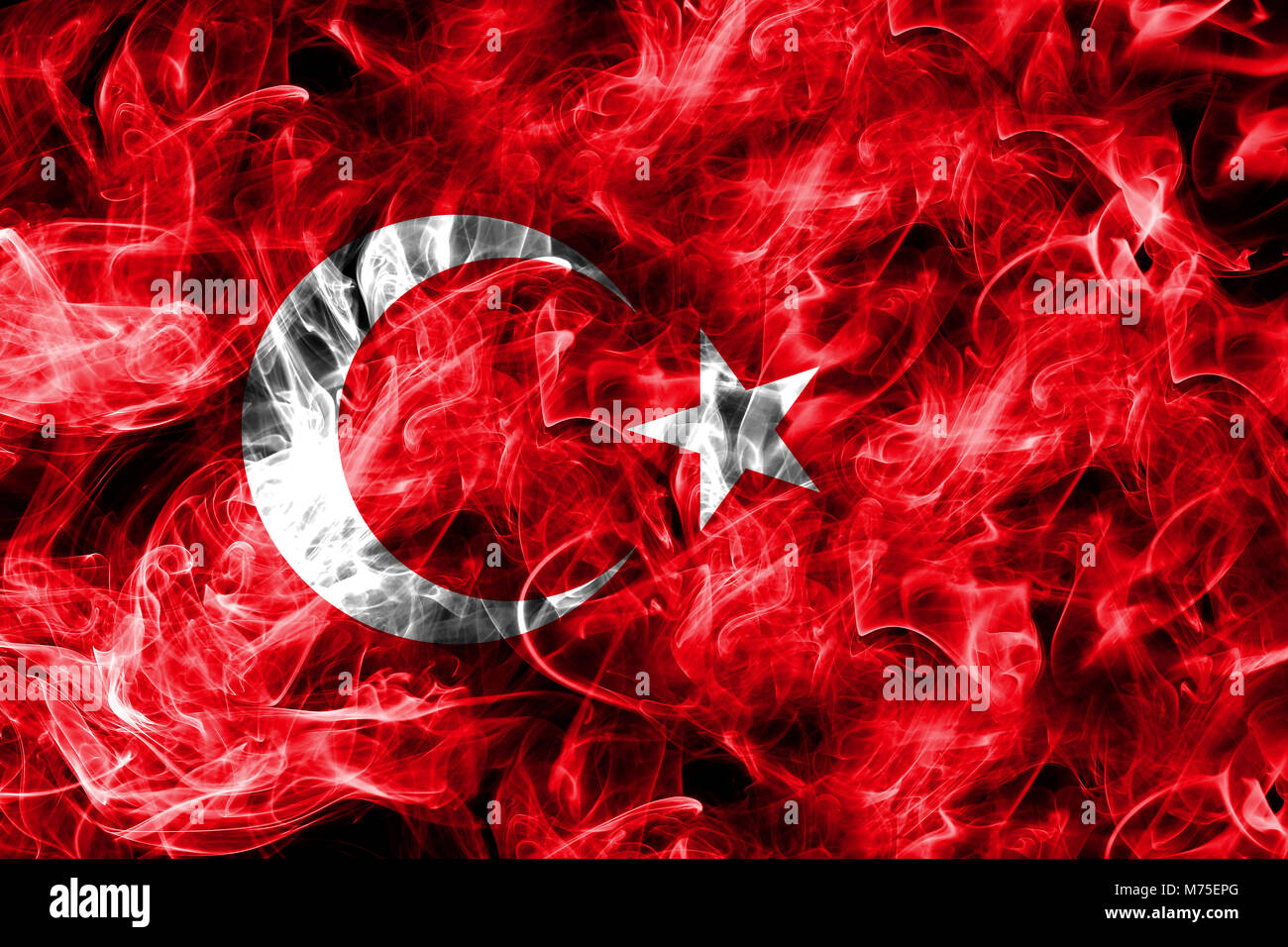 Turkey smoke flag Stock Photo - Alamy