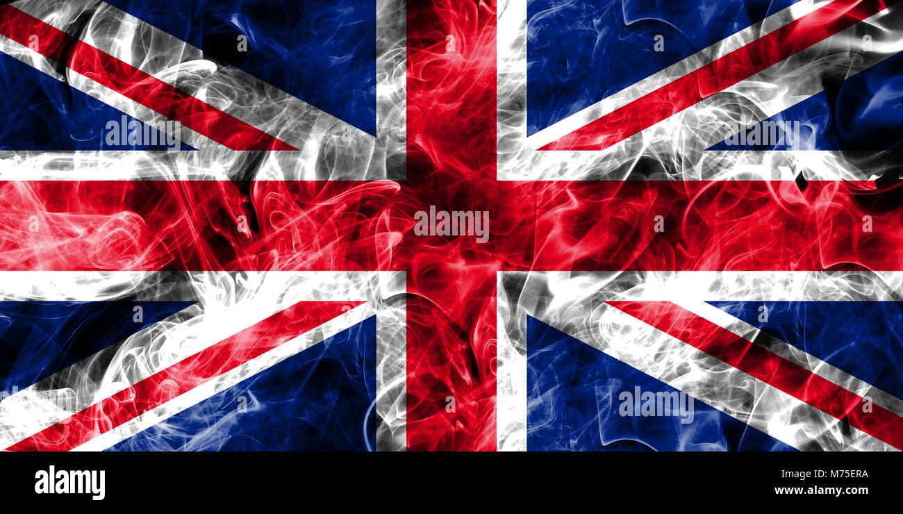 United Kingdom smoke flag, Union Jack flag Stock Photo - Alamy