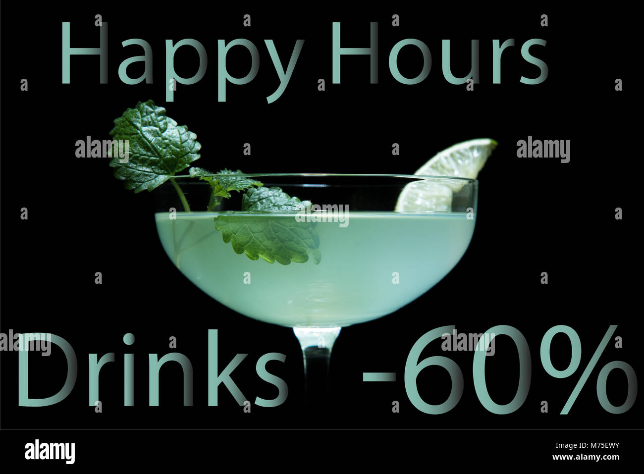 happy hours on the background of colorful drinks Stock Photo - Alamy