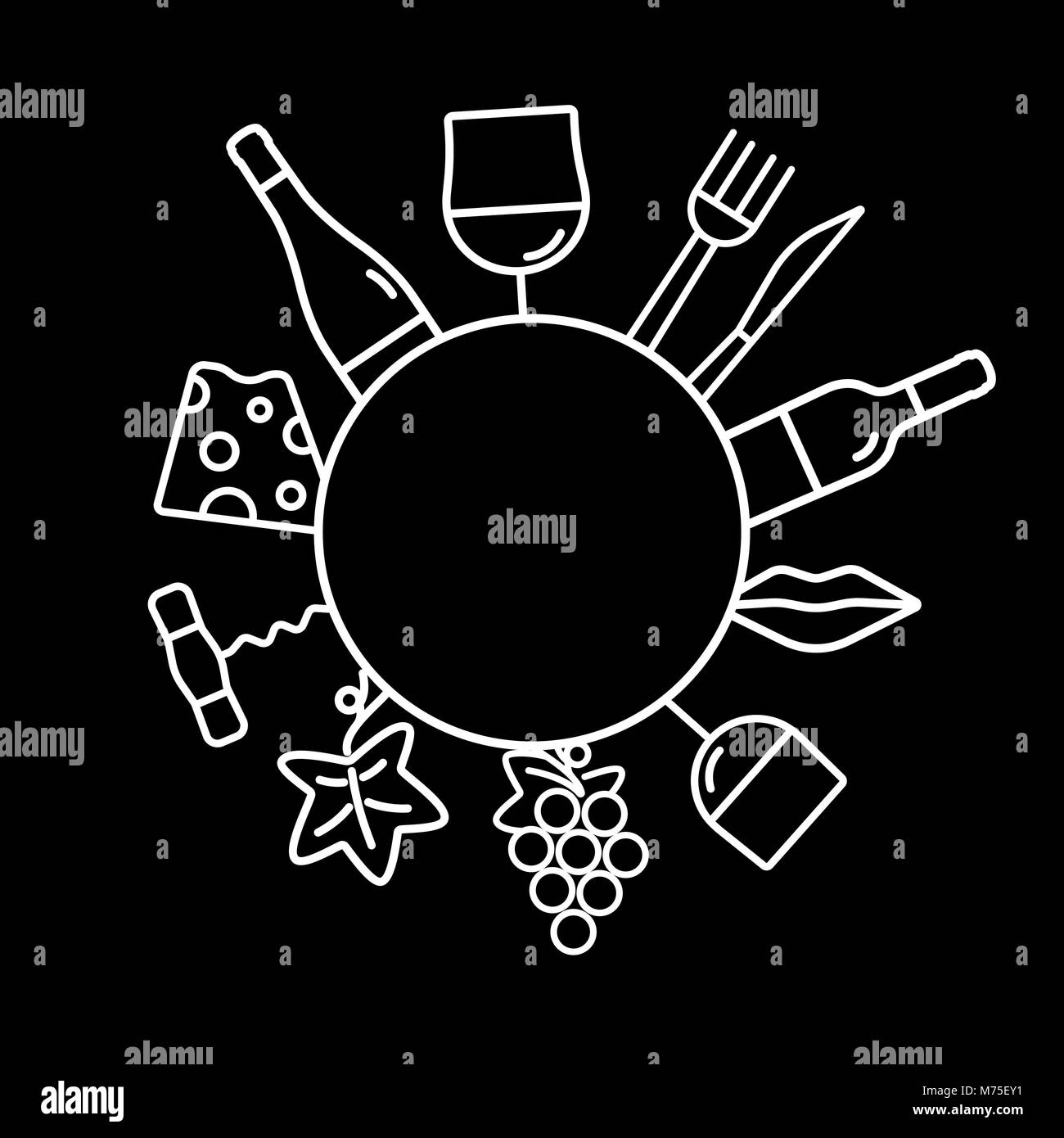 Concept with food and drink icons. Drawing of simple lines. Vector ...
