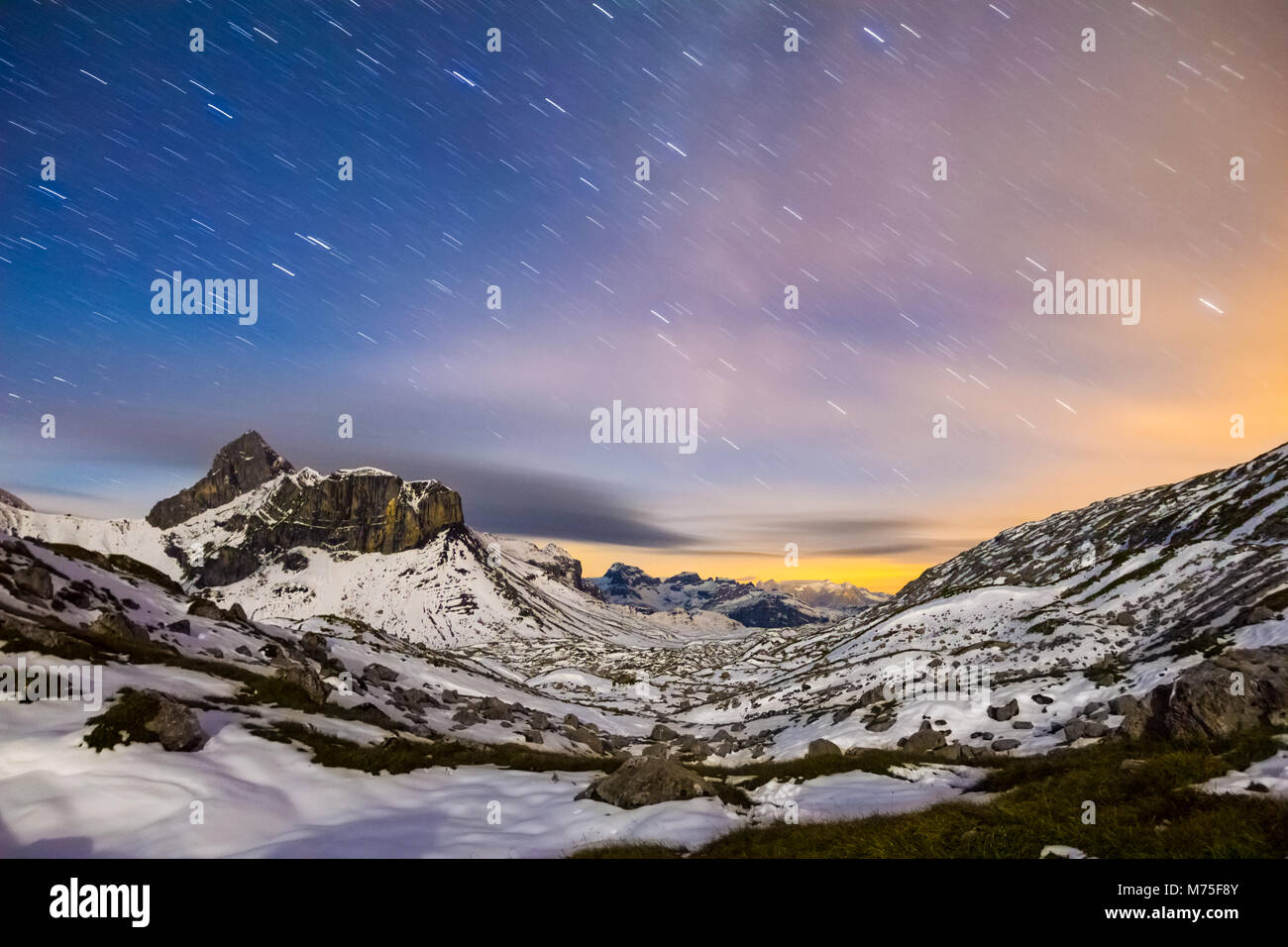 Switzerland Mountains Snow At Night