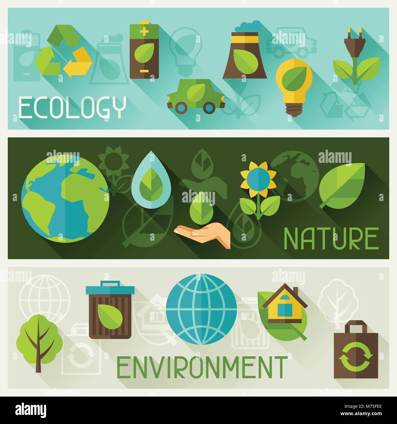 Ecology banners with environment icons Stock Vector Image & Art - Alamy