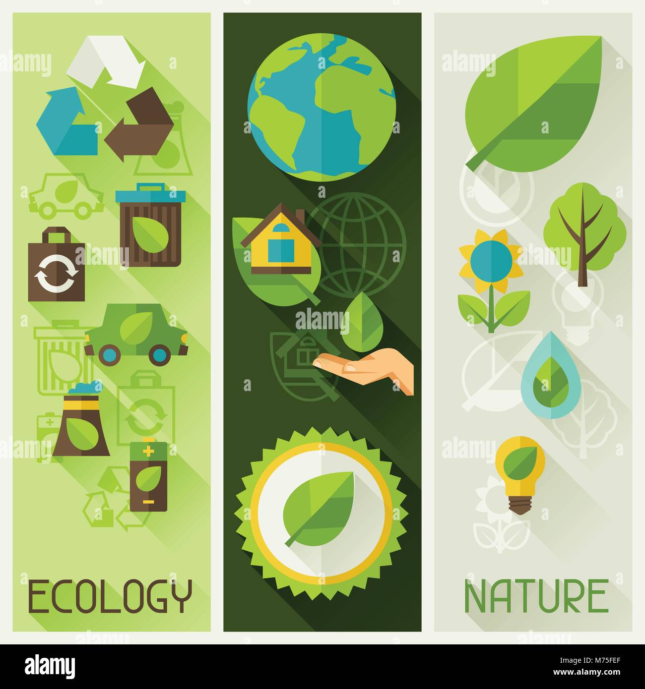 Ecology banners with environment icons Stock Vector Image & Art - Alamy