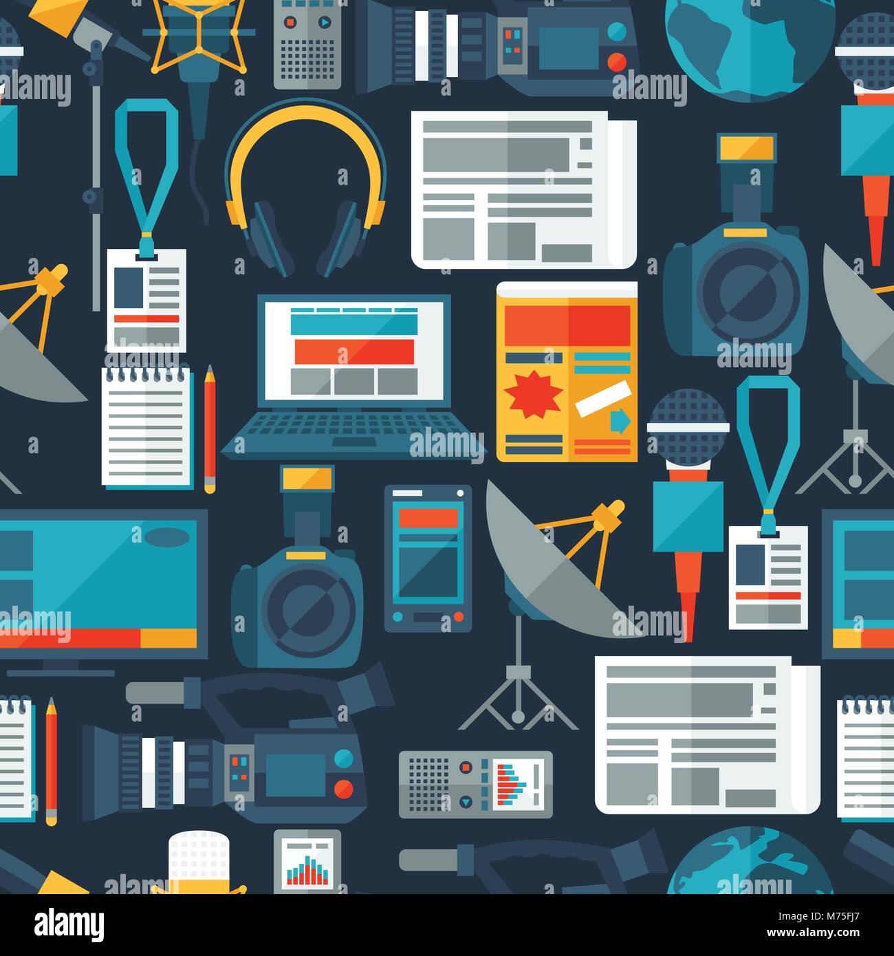 Seamless pattern with journalism icons Stock Vector Image & Art - Alamy