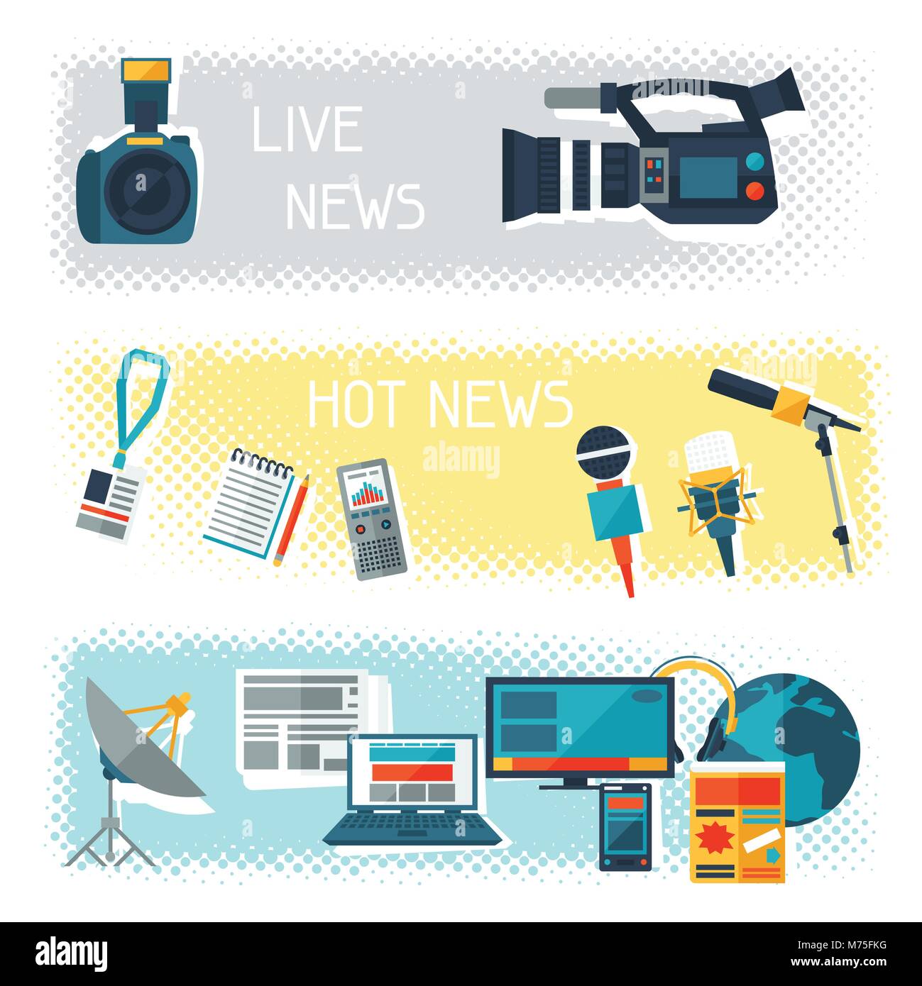 Banners with journalism icons Stock Vector Image & Art - Alamy
