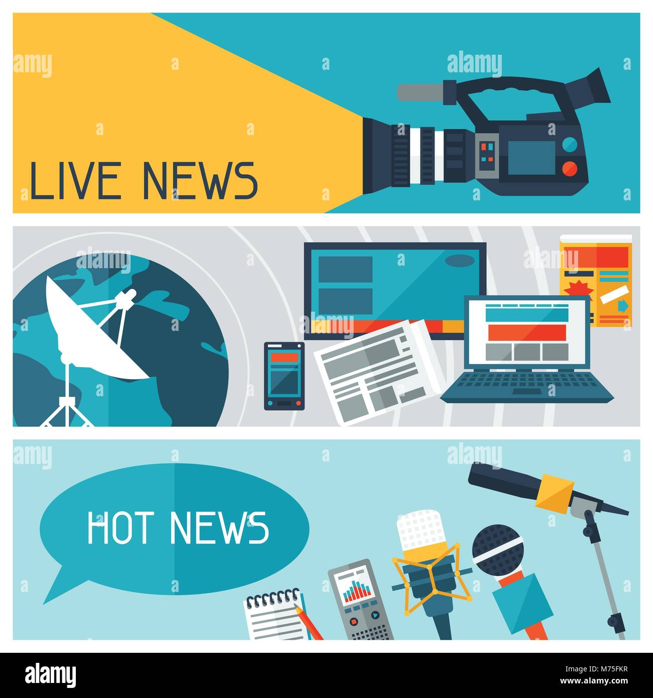 Banners with journalism icons Stock Vector Image & Art - Alamy